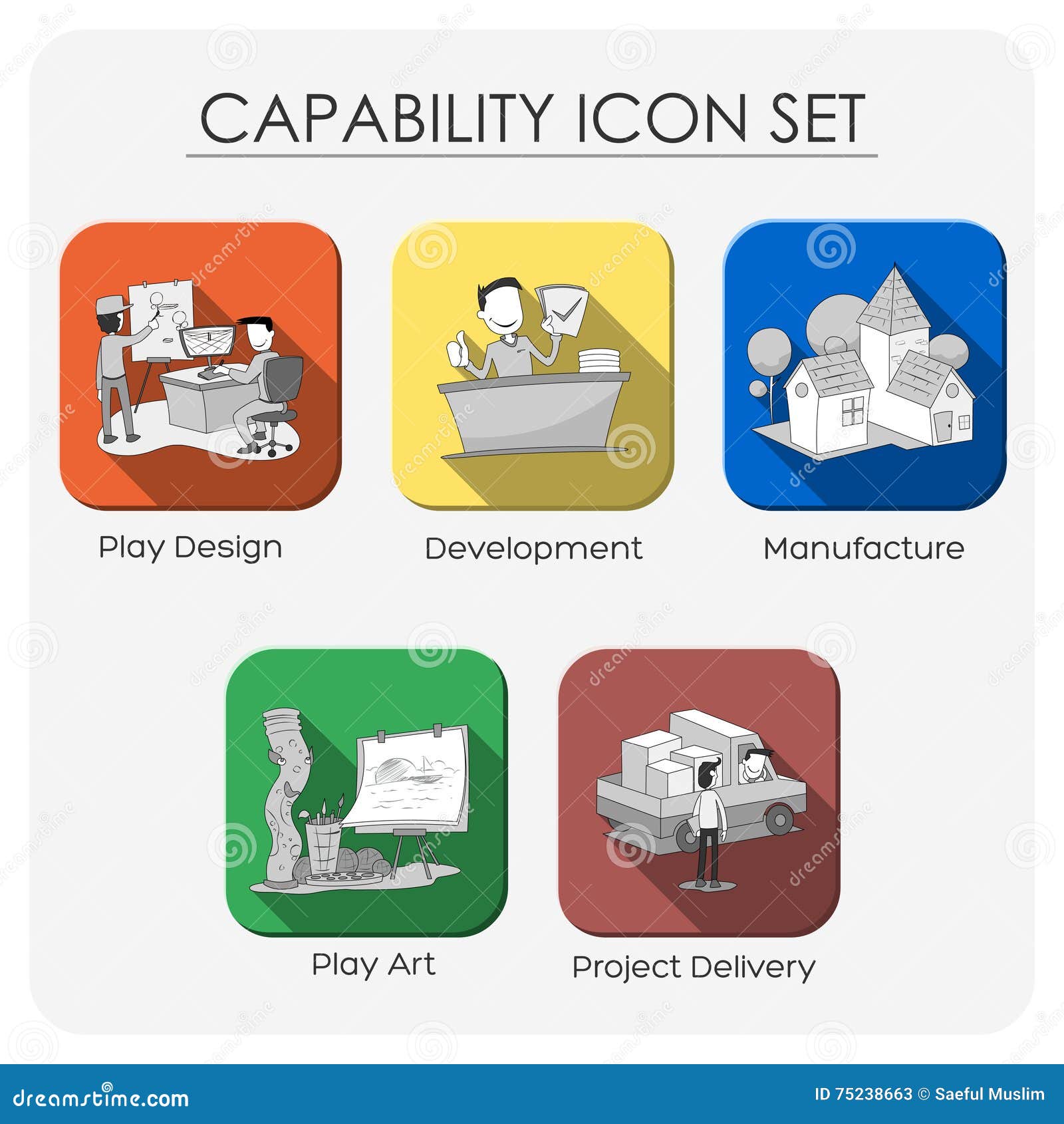 Capability icon set stock vector. Illustration of complete - 75238663
