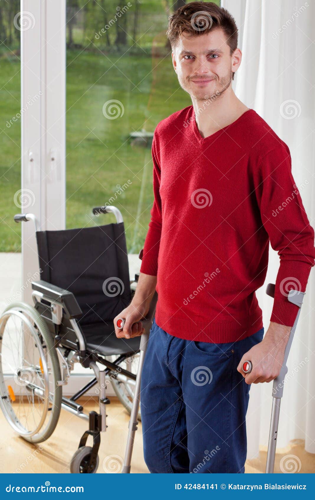 Capable Disabled Man Standing Stock Image - Image of capable, hold ...