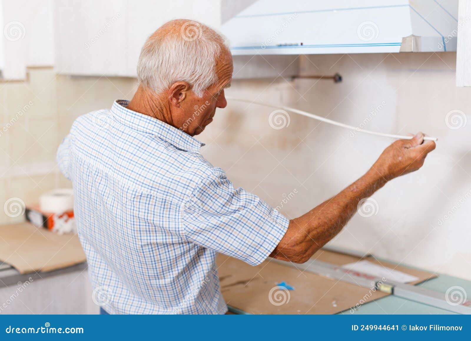 Elderly Man Working on Home Renovations Stock Image - Image of ...