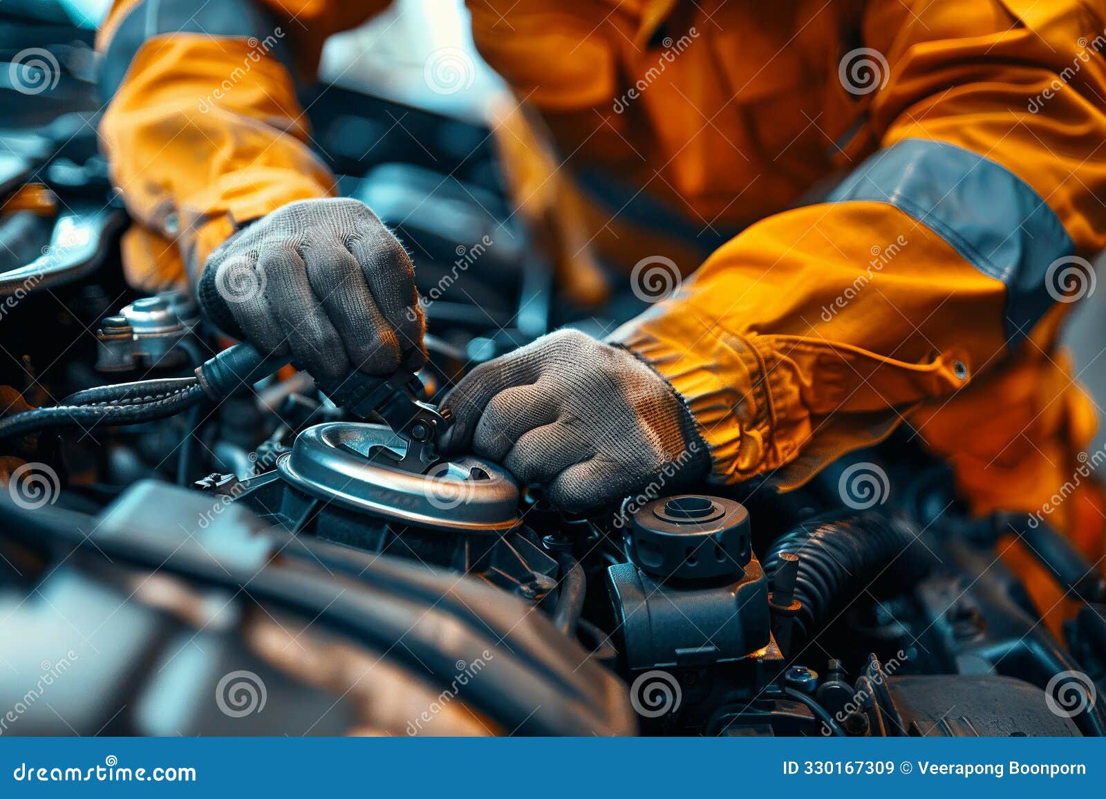 Capable Hands Effortlessly Performing Routine Maintenance on a Car ...