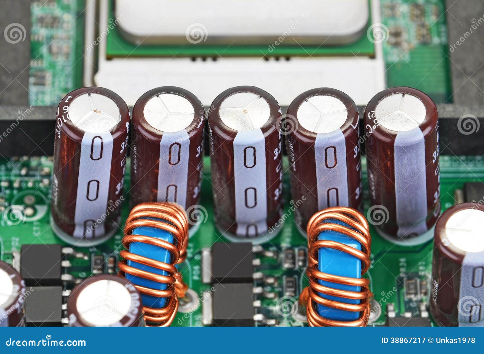 Capacitor on Circuit Board Background Stock Image - Image of equipment ...