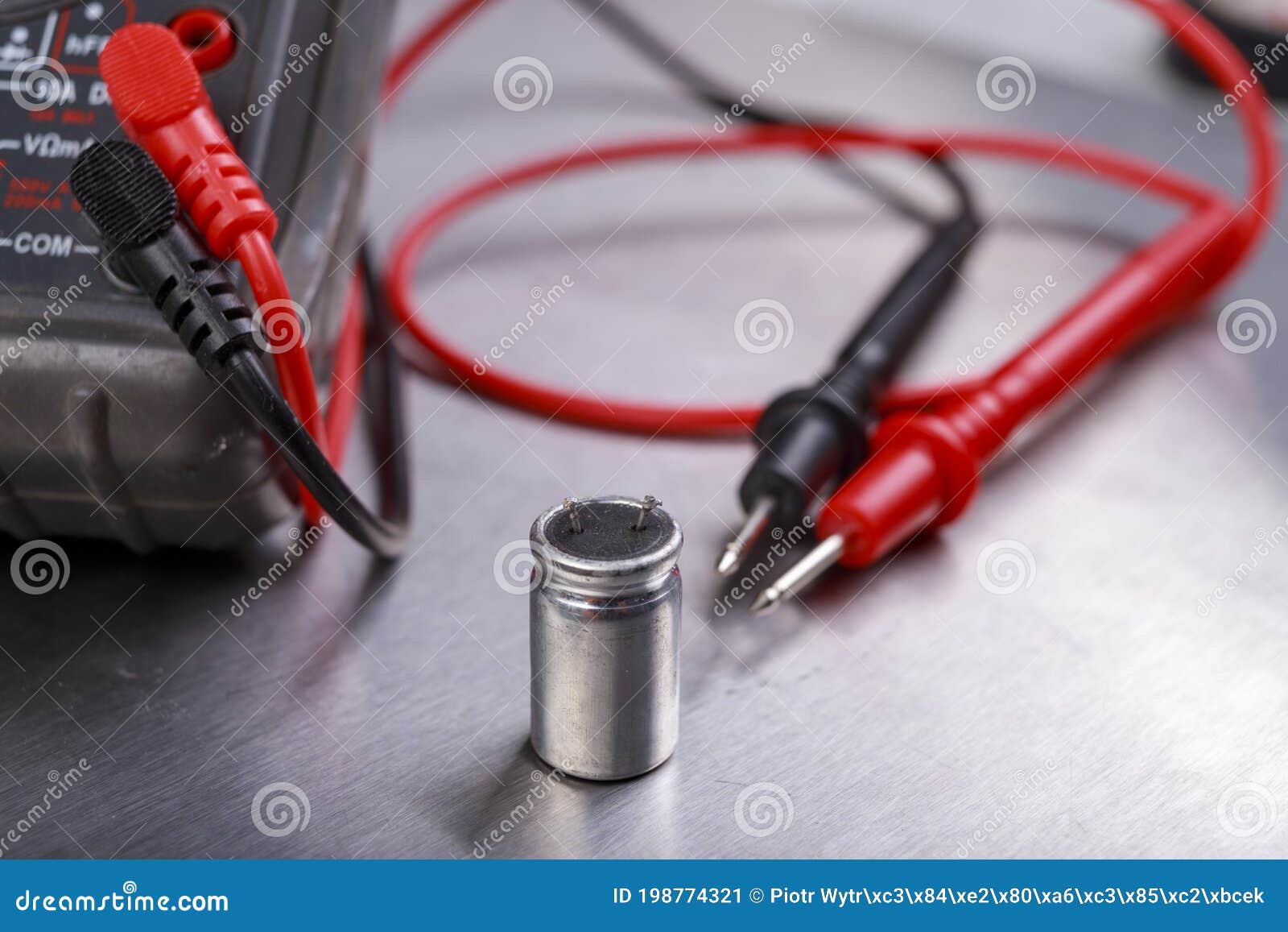 Capacitor And Electrical Meter. Measurement Work In An Electrical ...