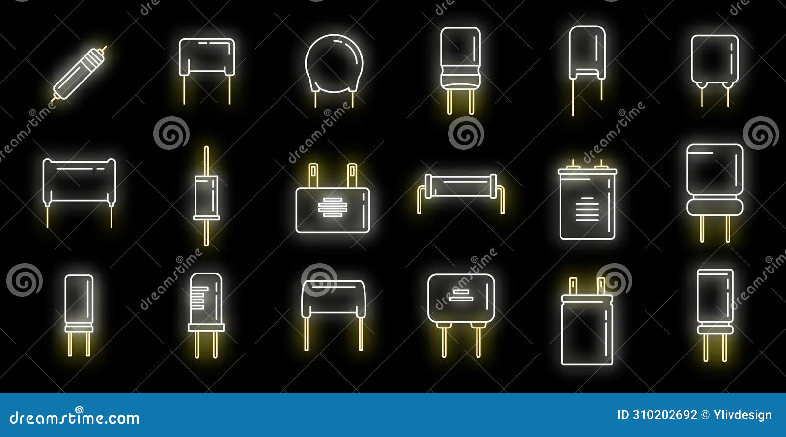 Capacitor Icons Set Cartoon Vector. Capacitor And Resistor ...
