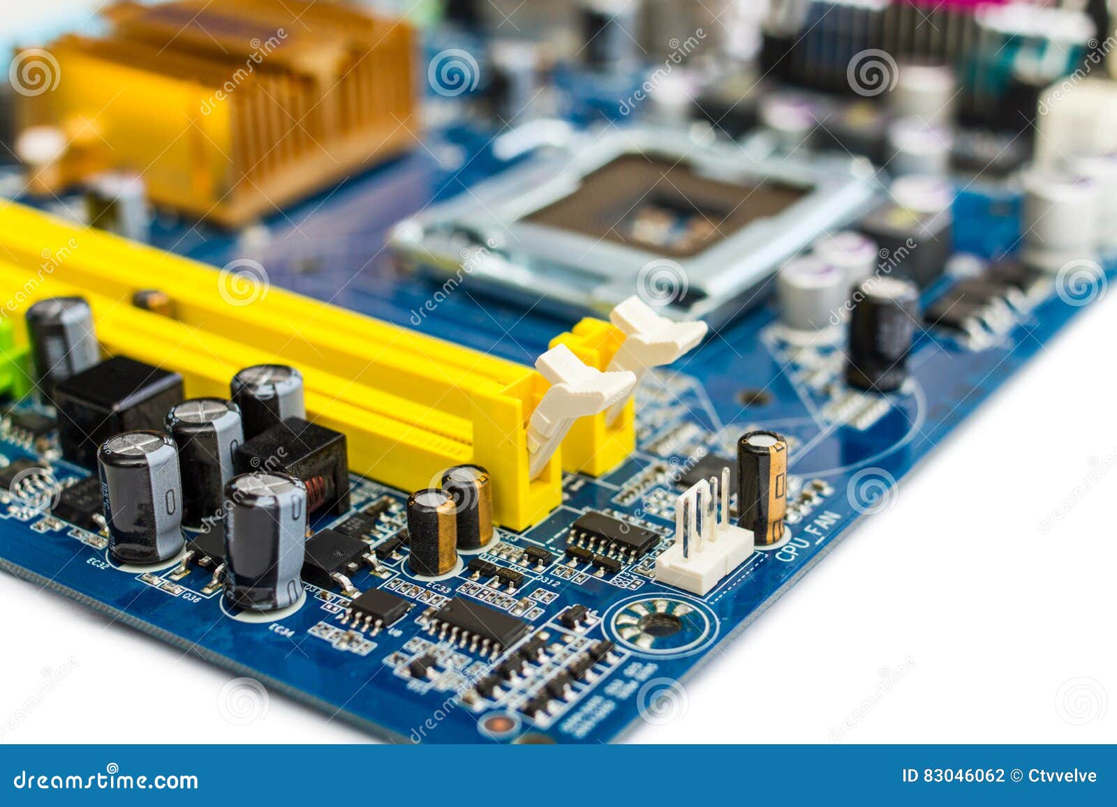Capacitor on motherboard stock photo. Image of chip, board - 83046062