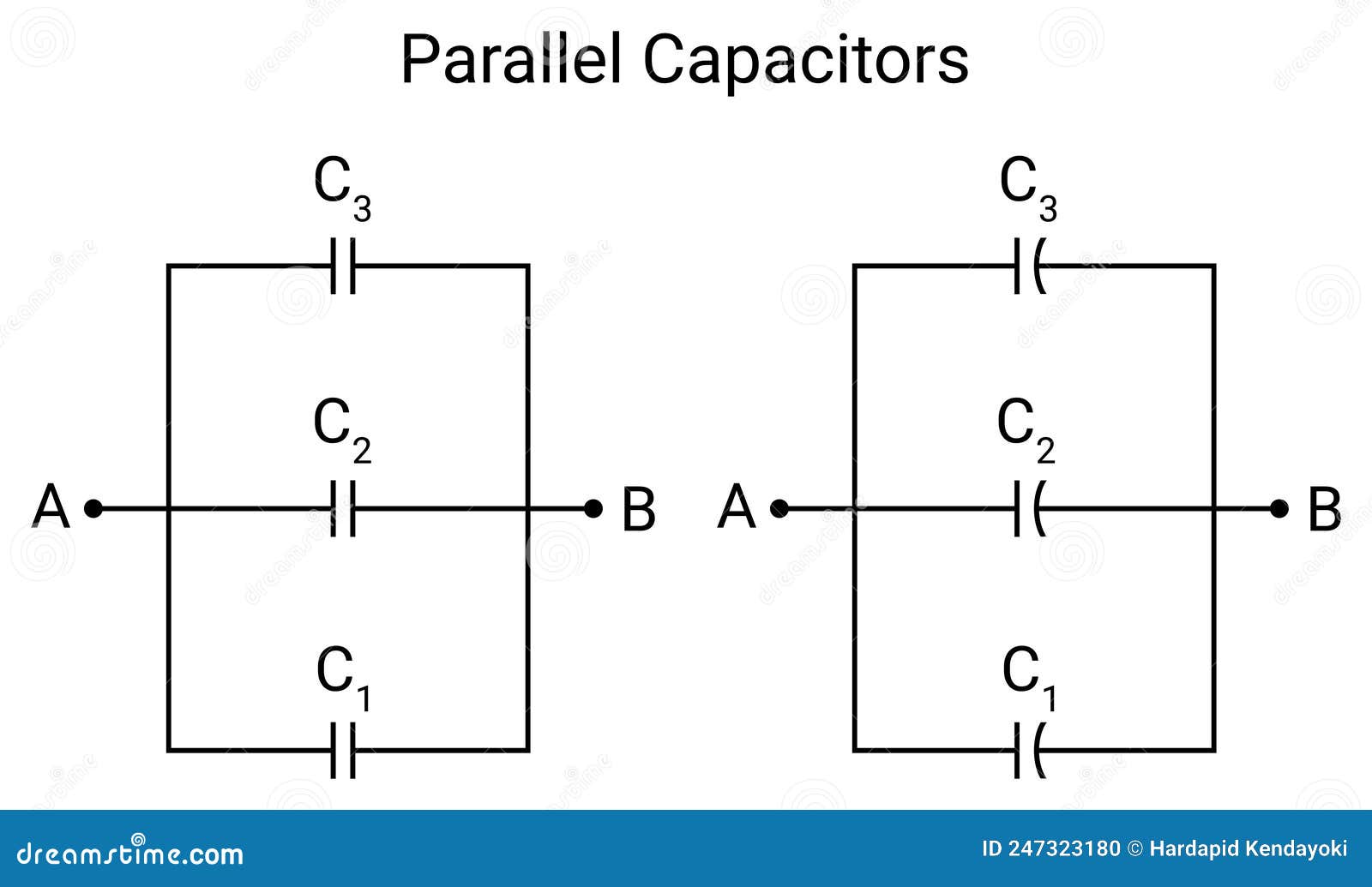 Capacitor in Parallel Connection Stock Vector - Illustration of ...