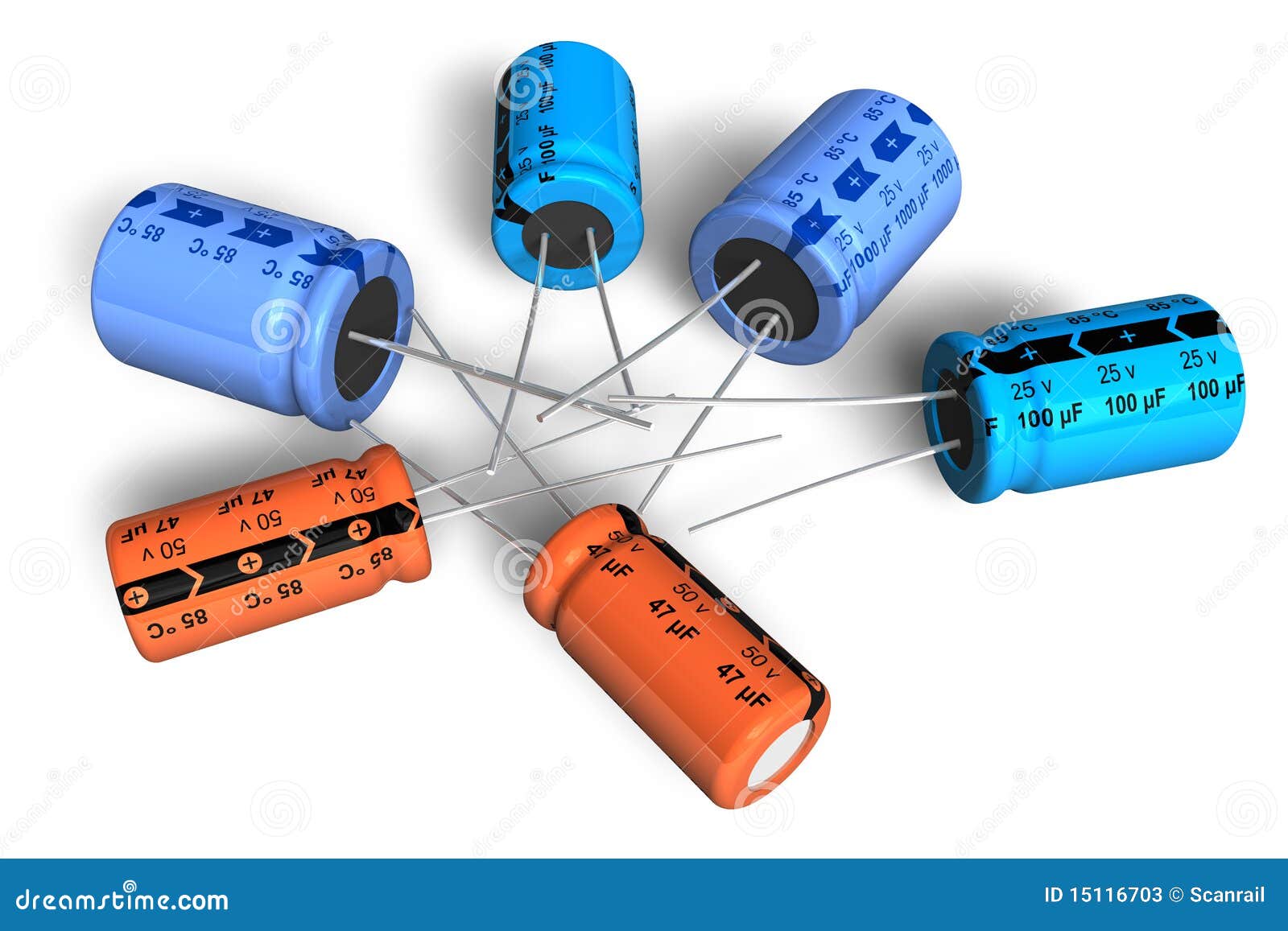 Capacitores eletrolíticos ilustração stock. Ilustração de azul - 15116703