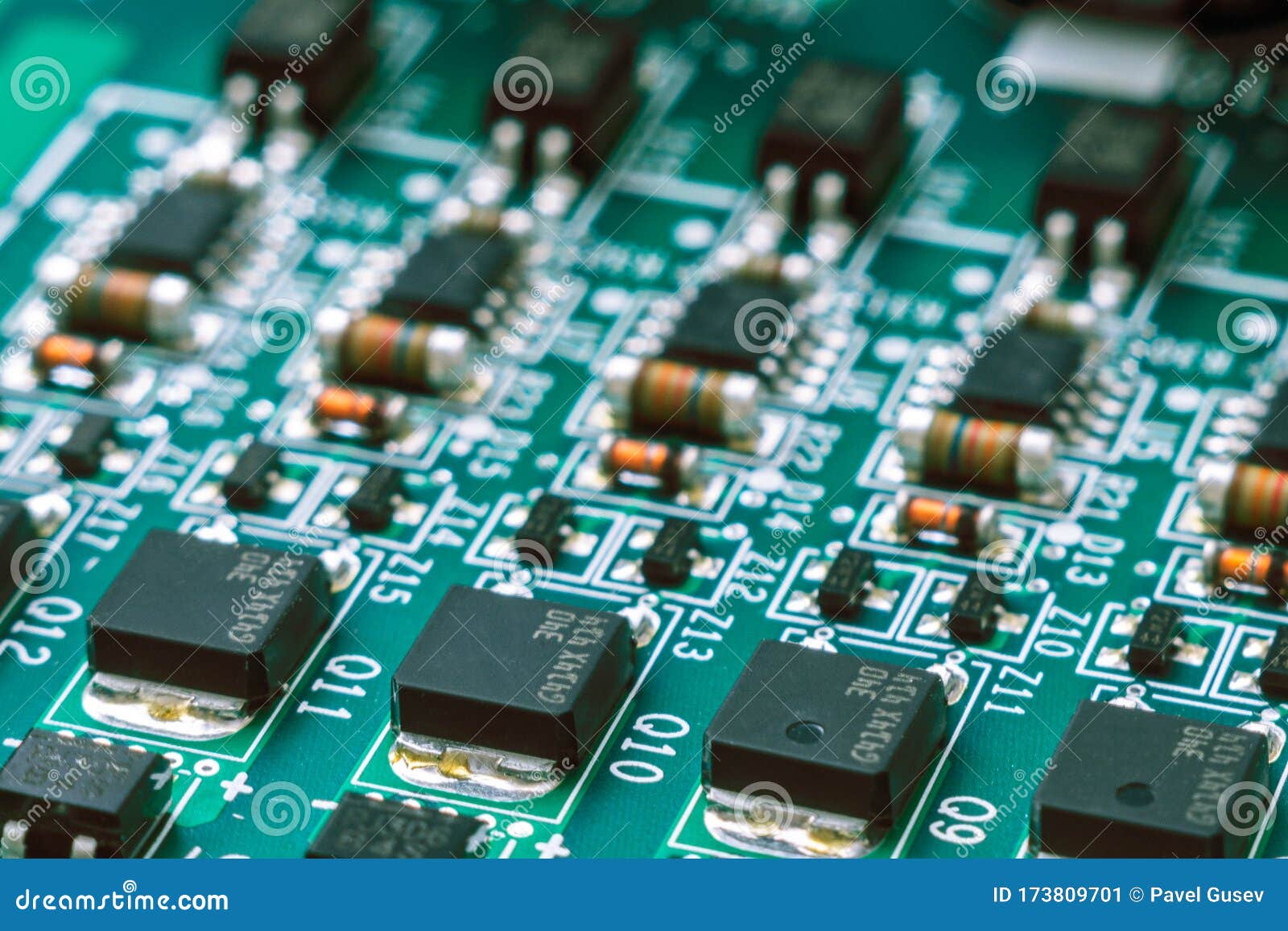 Capacitors on the Board, Close-up Electronics Stock Image - Image of ...