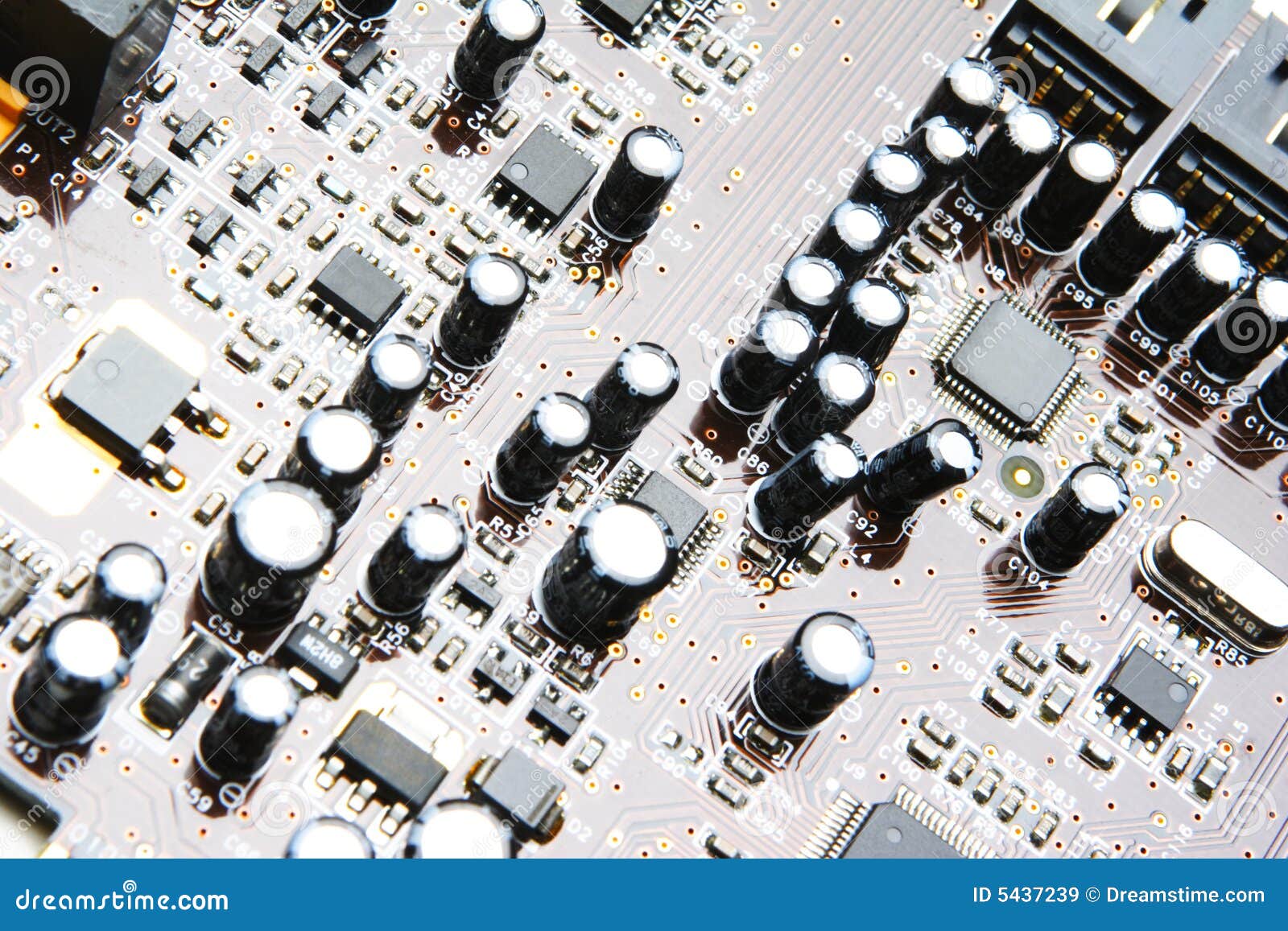 Capacitors on Electronics Board Stock Image - Image of electrical ...