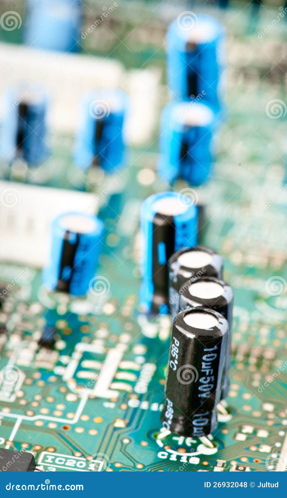 Capacitors on a Motherboard Stock Photo - Image of electronic, design ...