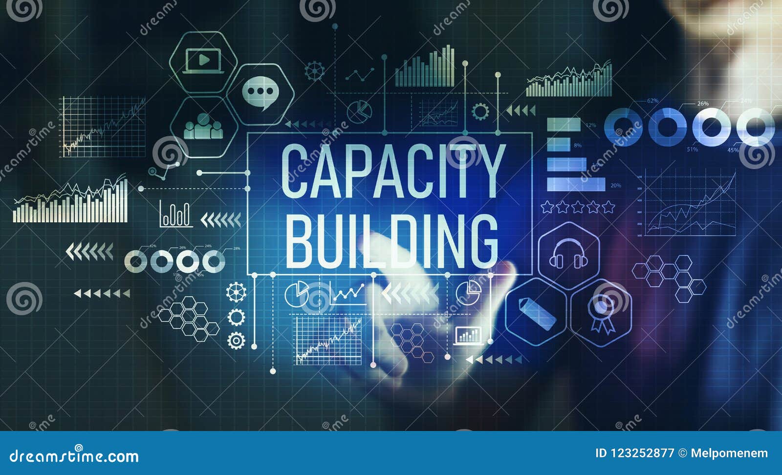 Capacity Building with Young Man Pointing Stock Illustration ...