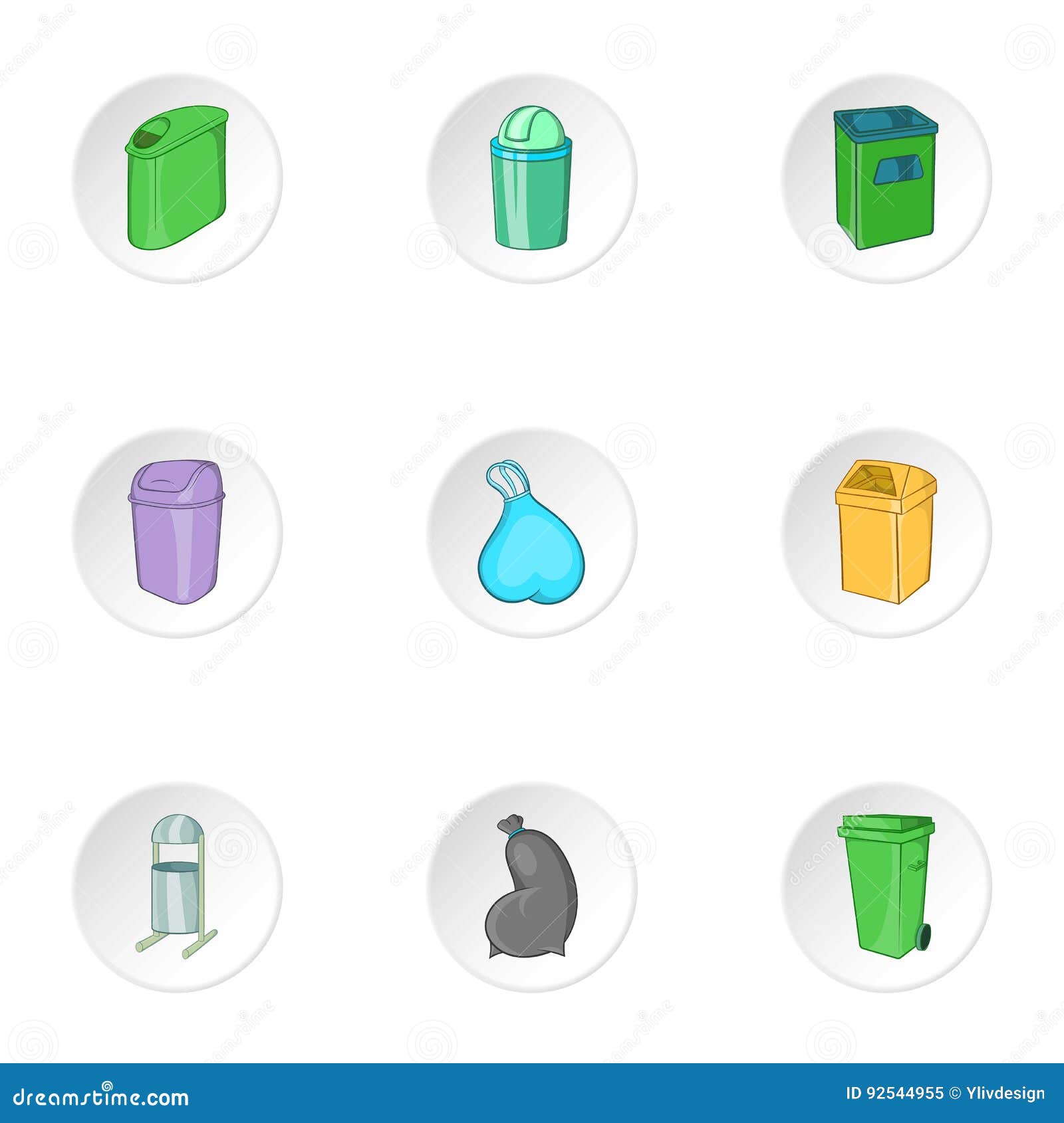 Capacity for Garbage Icons Set, Cartoon Style Stock Vector ...