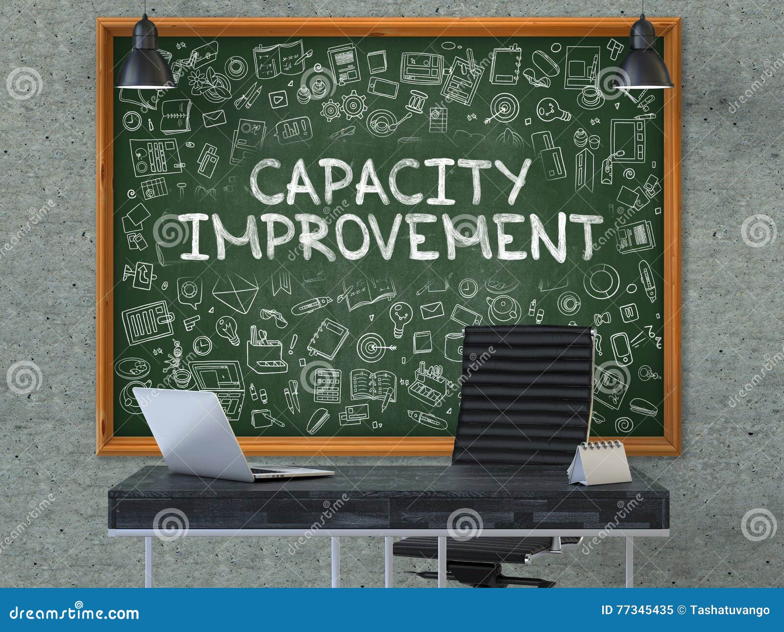 Capacity Improvement - Hand Drawn on Green Chalkboard. 3D. Stock ...