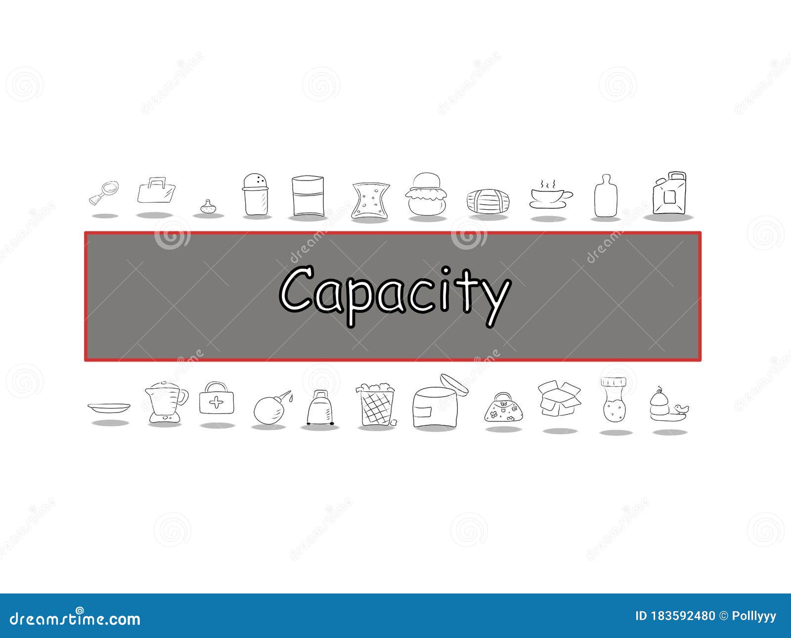 Capacity Vector Icon Set. Thin Simple Collection Illustration Black ...