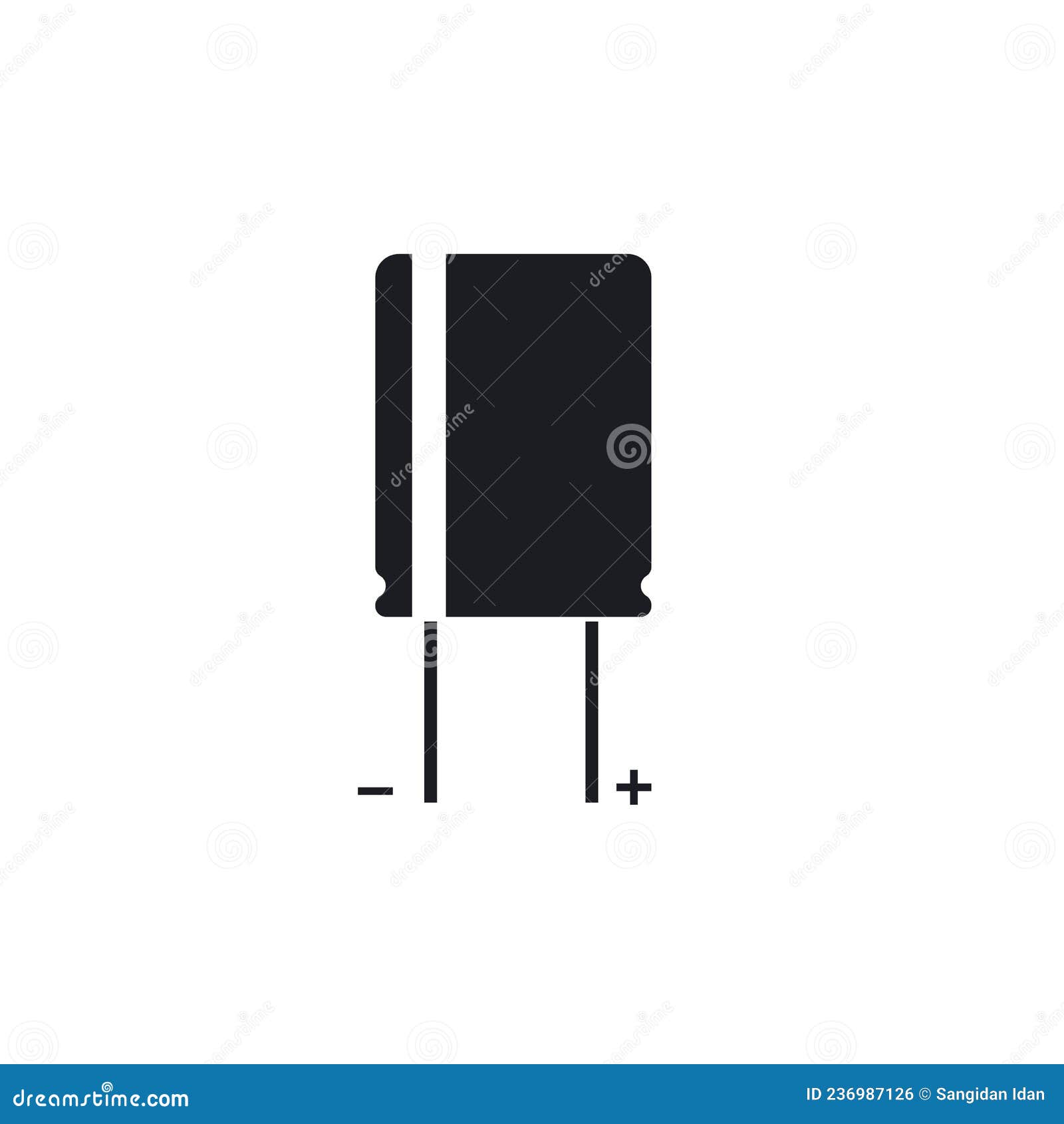 Electrical Capasitor Vector Symbol On Black Background. Thru-hole ...