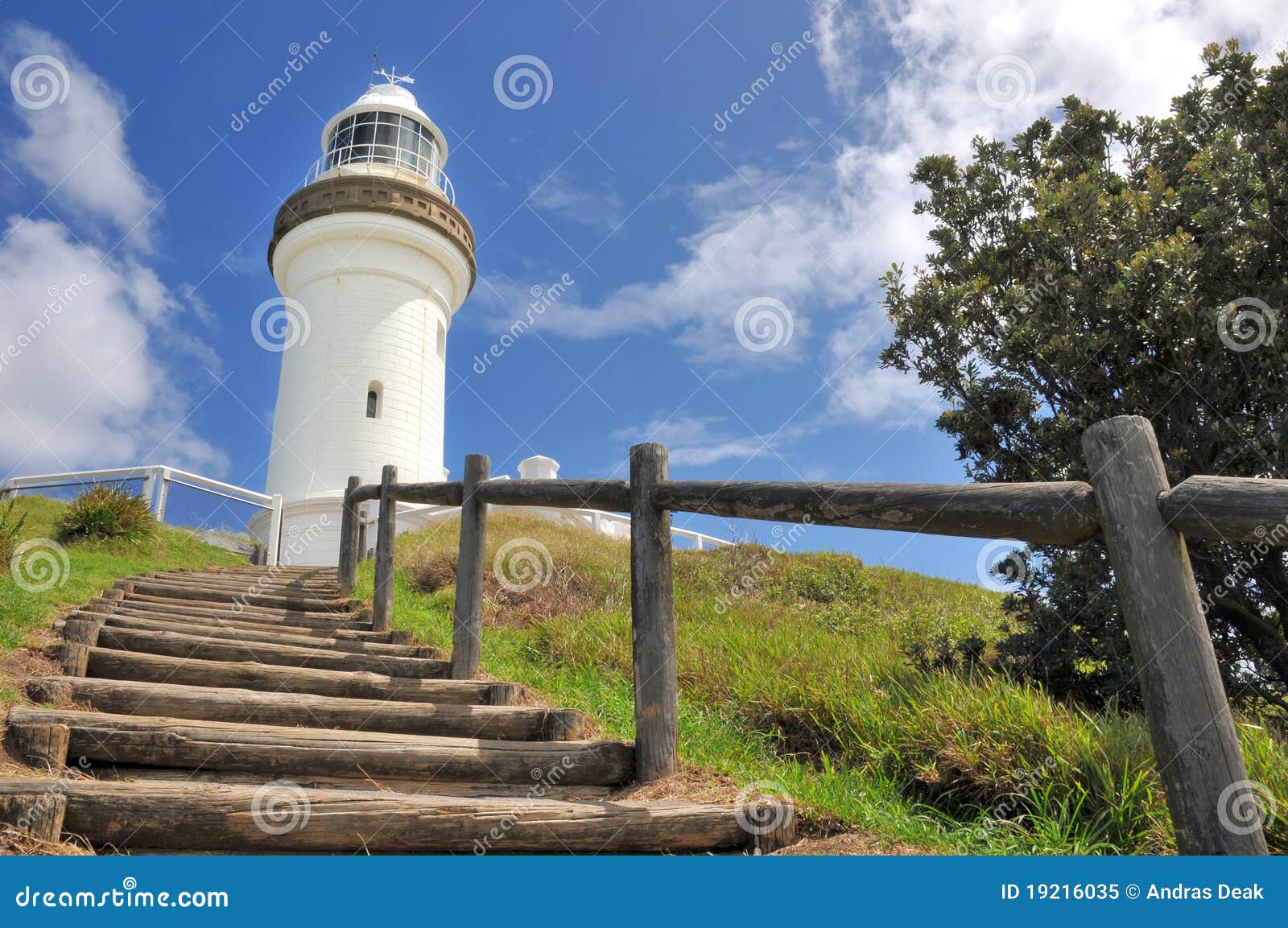 The Cape Byron Lighthouse with Wood Stairs Stock Image - Image of ...