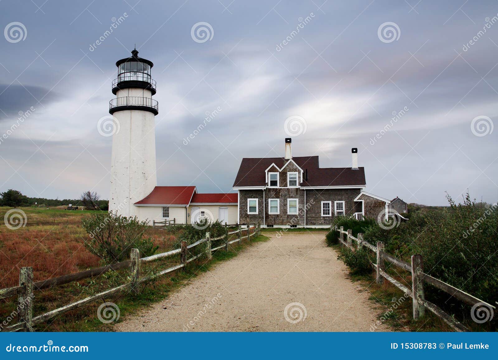 The Cape Cod Highland Lighthouse Stock Image - Image of atlantic, scene ...