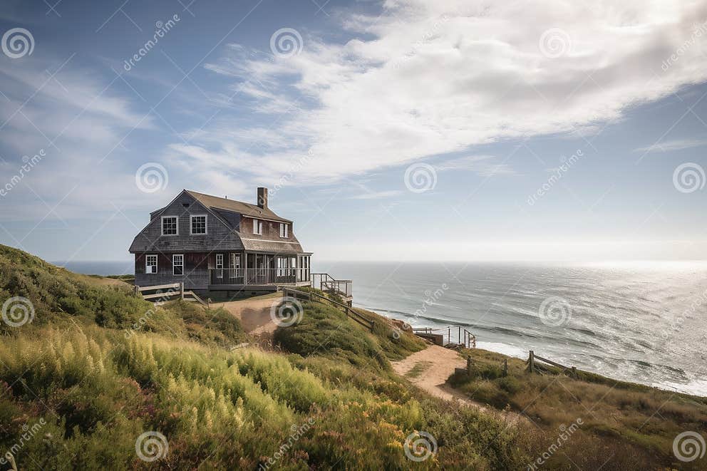 Cape Cod House, with Ocean Views and Waves in the Background, on ...