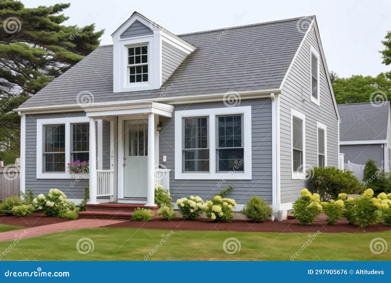 Cape Cod House with White Trim Windows Stock Photo - Image of dwelling ...
