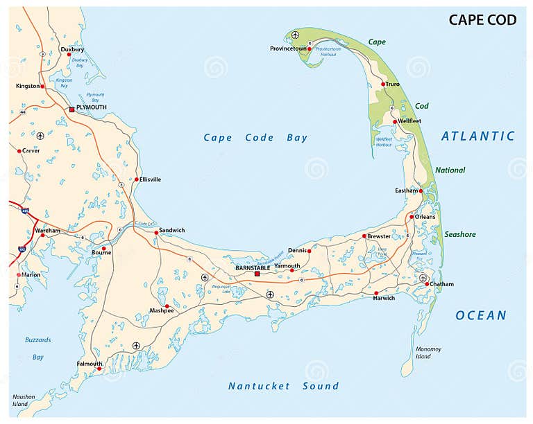 Cape cod map stock vector. Illustration of region, graphic - 62308114