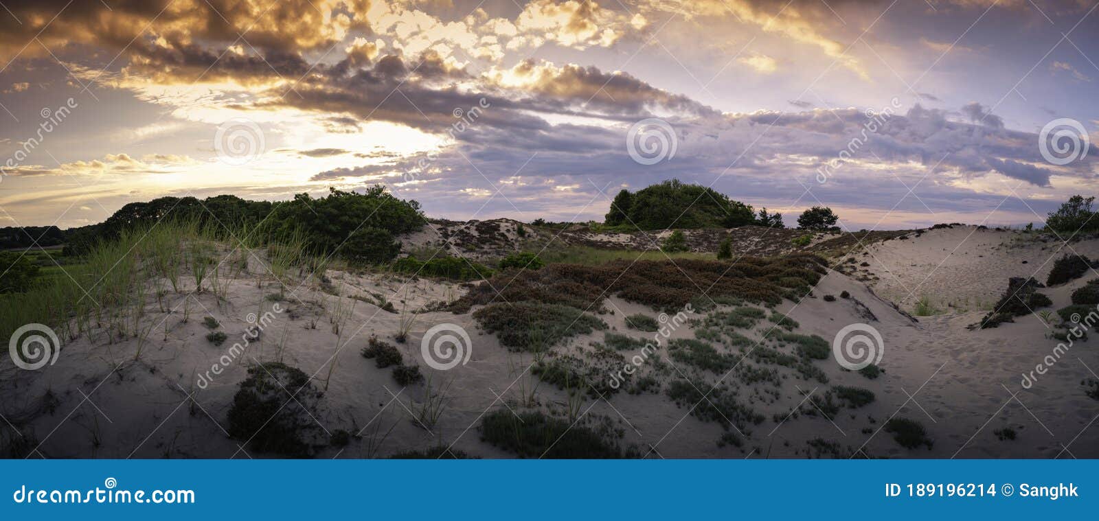 Majestic Cumulus Cloudscape Over the Sand Dunes on Cape Cod Wilderness ...
