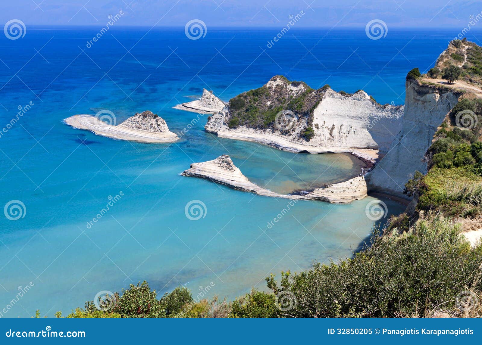Corfu Island Panorama From Above. Corfiot Beach Coastline Royalty-Free ...