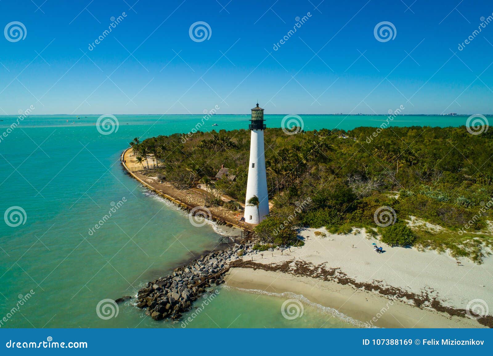 Cape Florida Lighthouse Aerial Image Stock Image - Image of drone, bill ...