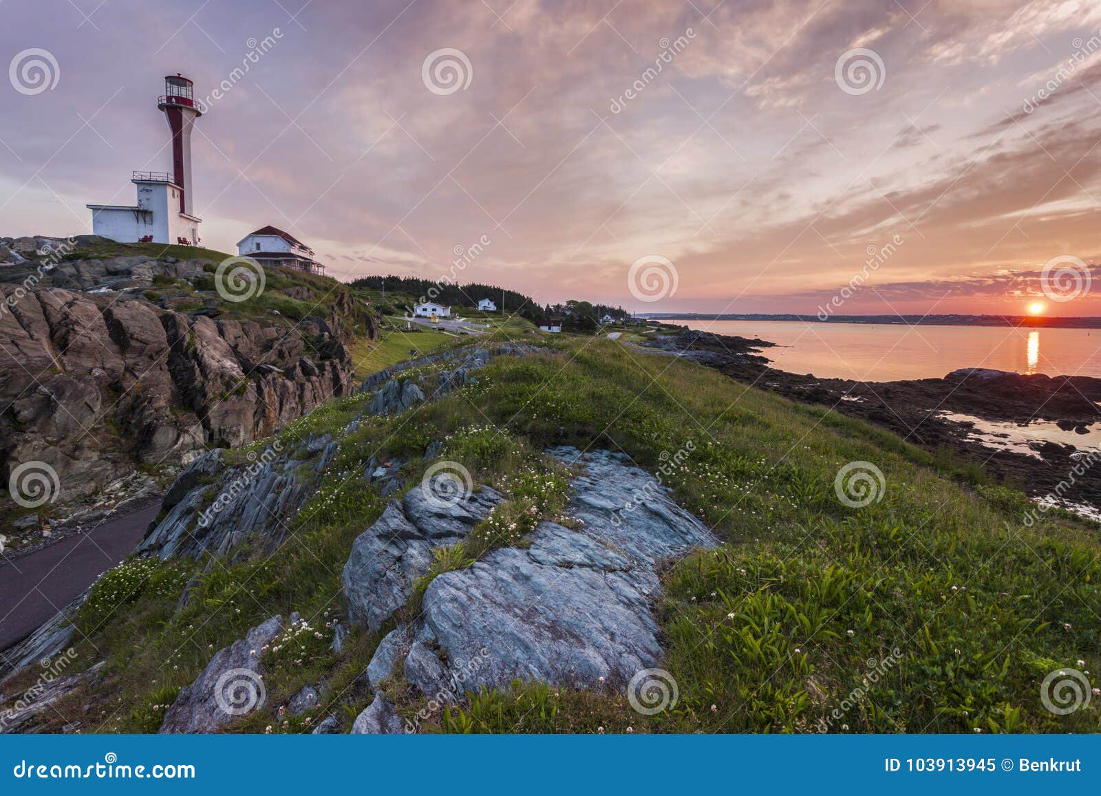 Cape Forchu Lighthouse stock image. Image of morning - 103913945