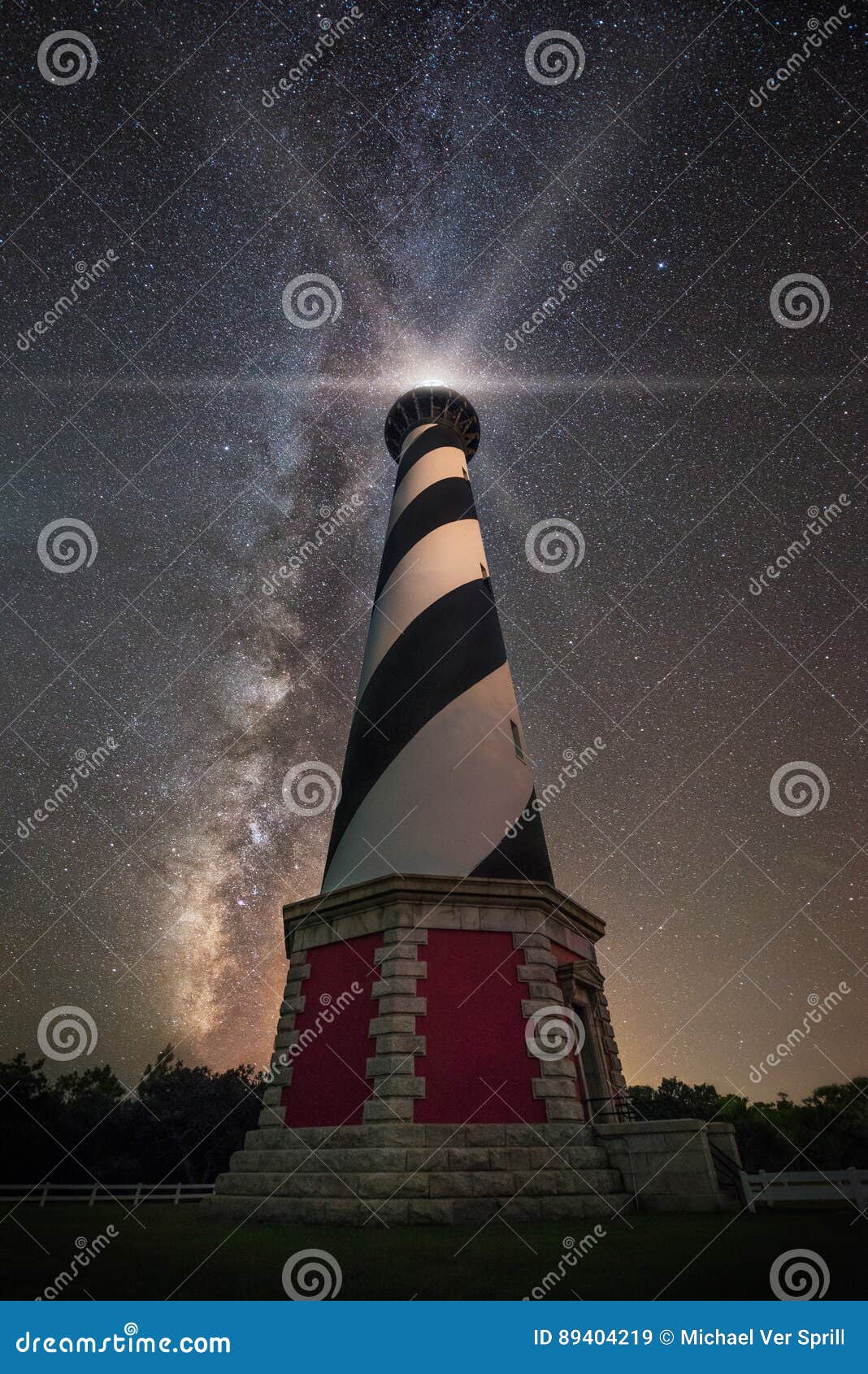 Cape Hatteras Lighthouse Under the Stars Stock Image - Image of ...
