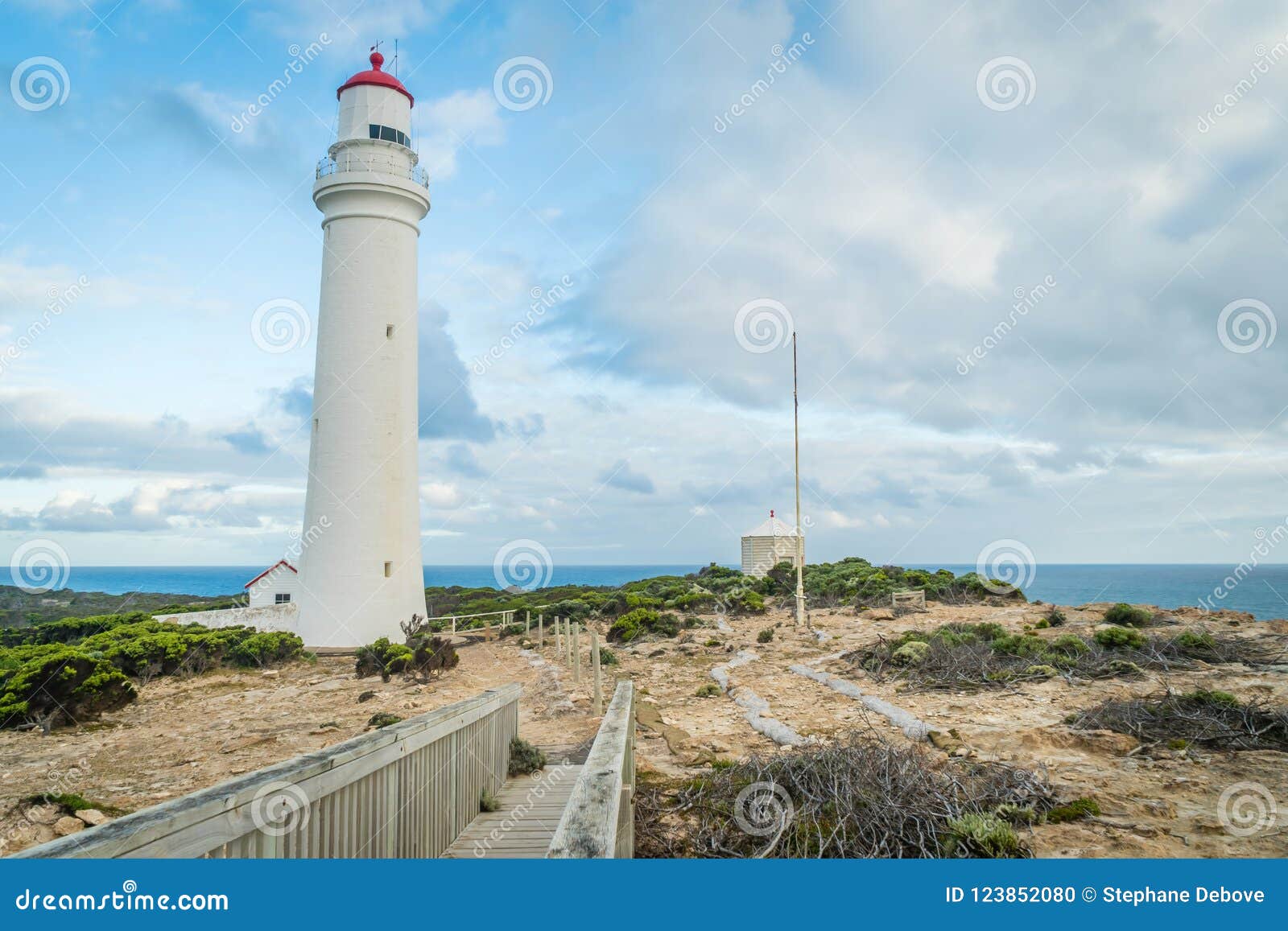 Cape Nelson White and Red Lighthouse in Australia Stock Photo - Image ...