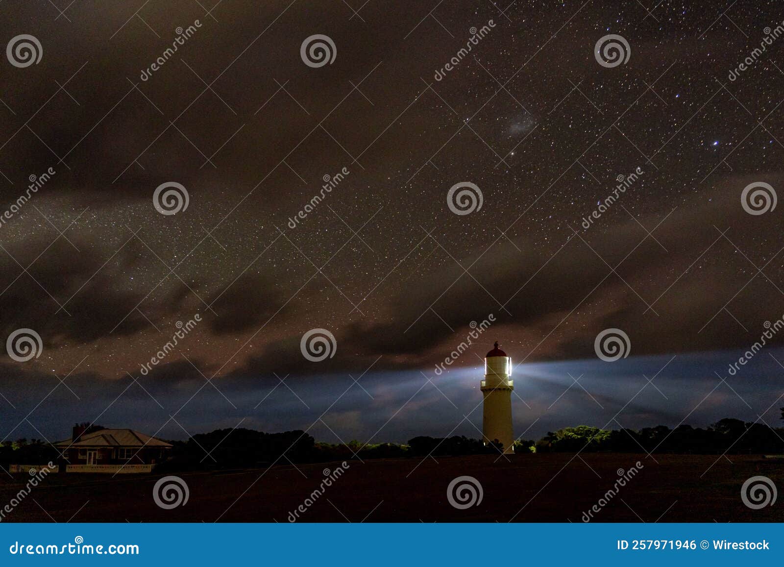 Cape Schanck Lighthouse on a Starry Night. Stock Photo - Image of ...