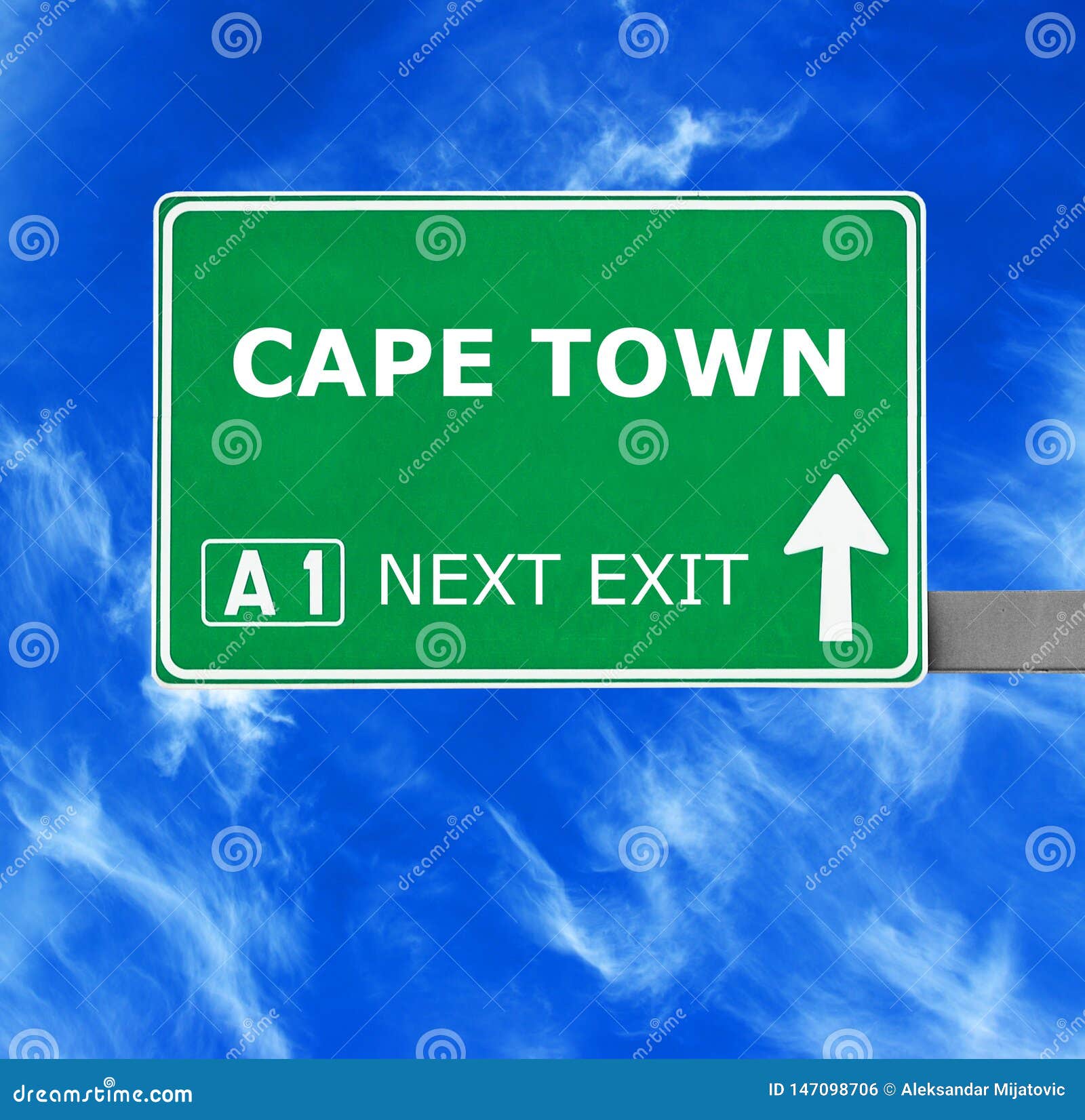 CAPE TOWN Road Sign Against Clear Blue Sky Stock Photo - Image of ...