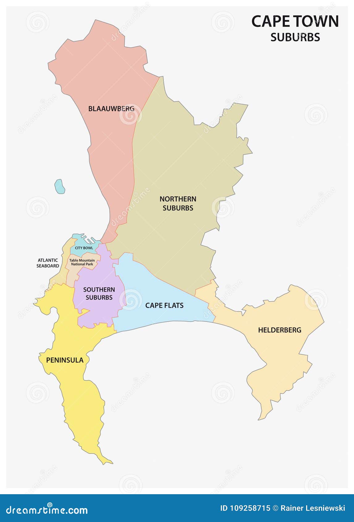Cape Town Suburb Vector Map Stock Vector - Illustration of africa, cape ...