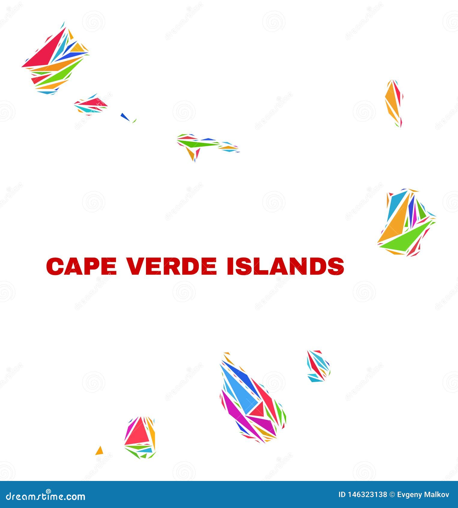 Cape Verde Islands Map - Mosaic of Color Triangles Stock Vector ...