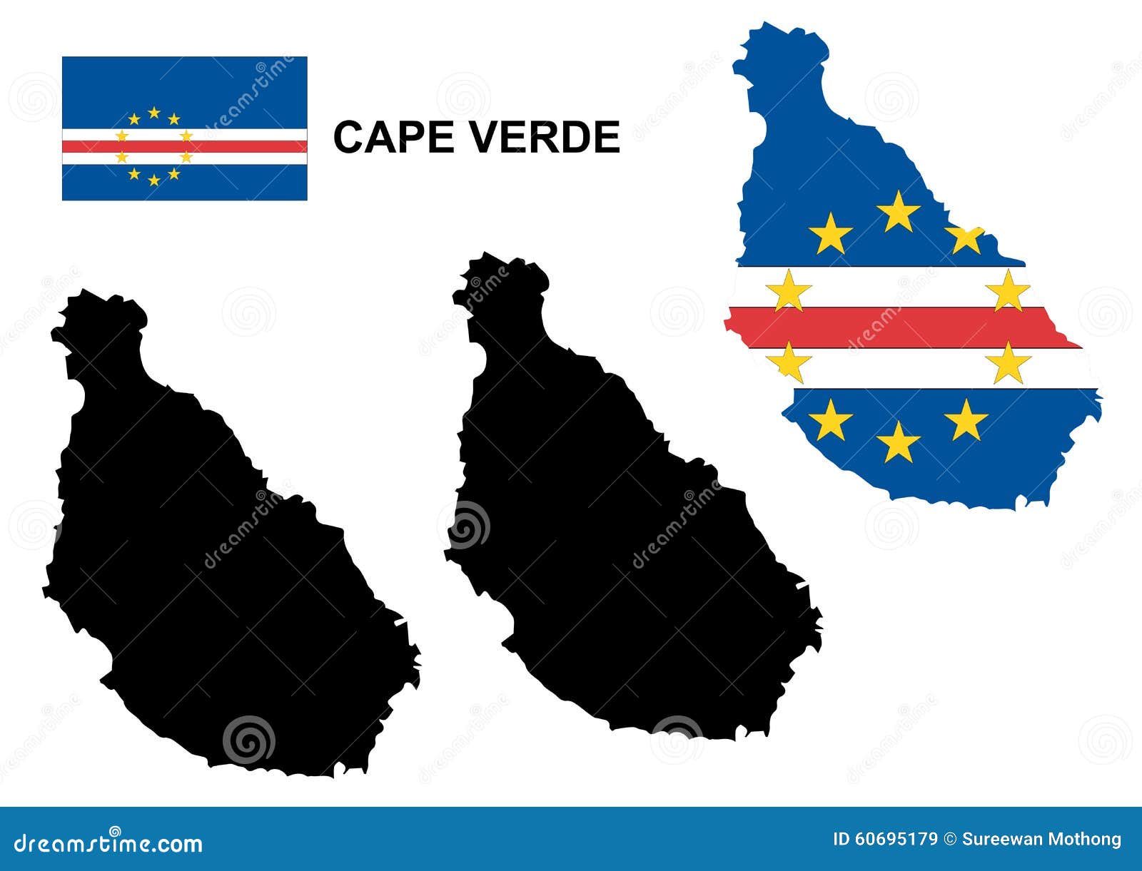 Cape Verde Map Vector, Cape Verde Flag Vector, Isolated Cape Verde ...