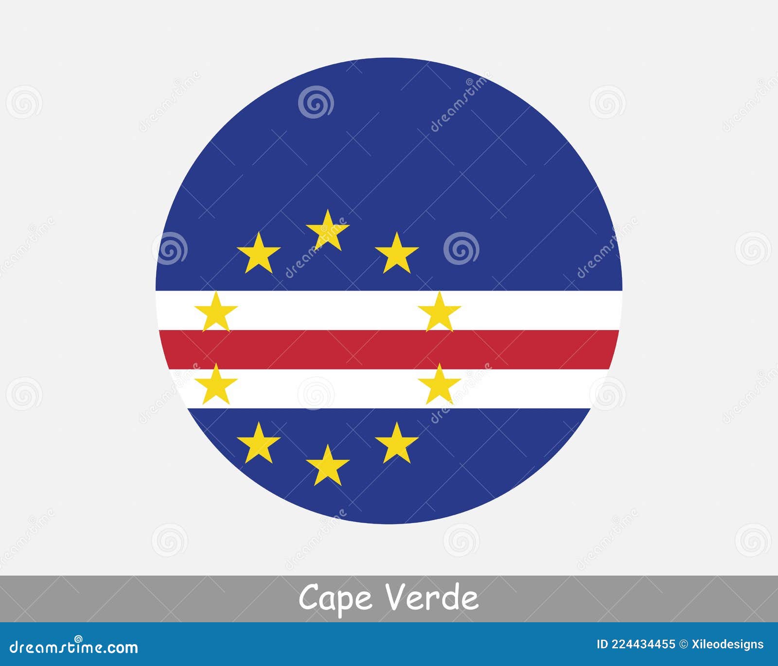 Cape Verde Round Circle Flag. Cabo Verde, Verdean Circular Button ...
