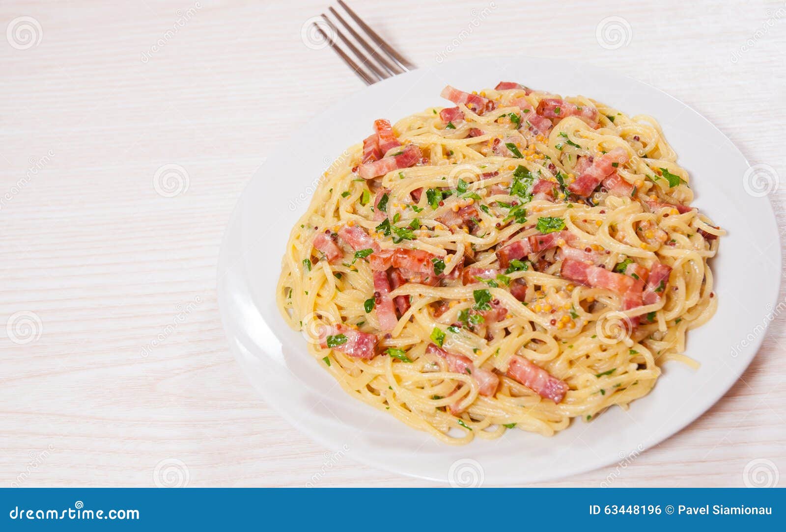 Capellini Pasta and Sauce with Bacon Stock Photo - Image of meal, lunch ...