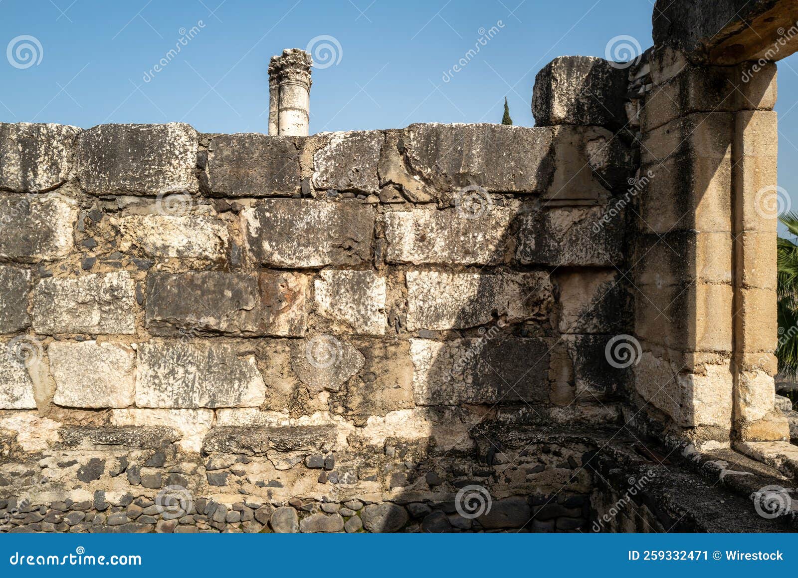 Capernaum Synagogue Walls with a Blue Sky in the Background, Israel ...