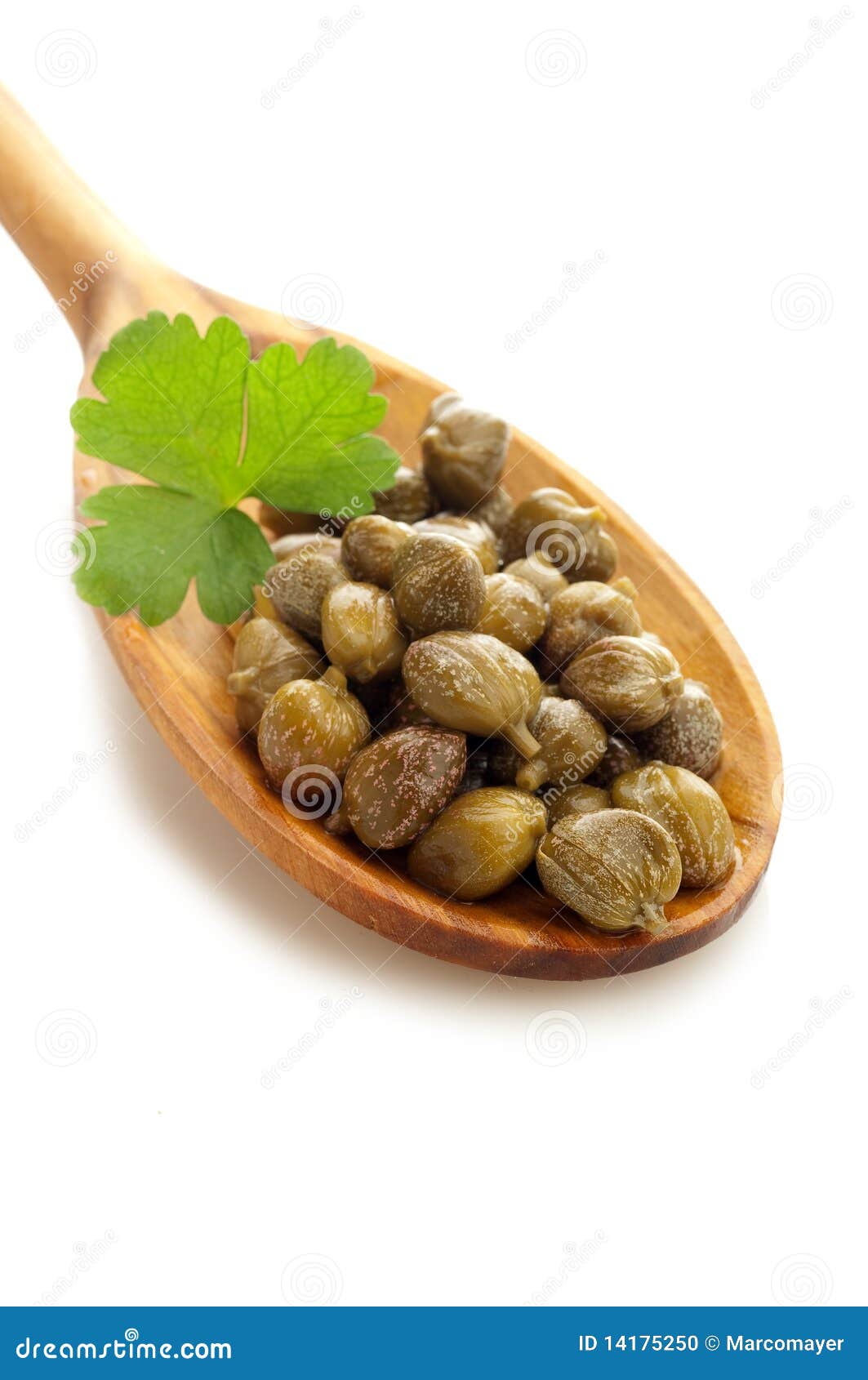 Capers over wood spoon stock photo. Image of health, gastronomy - 14175250