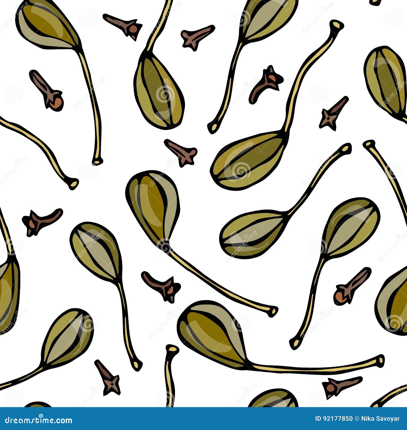 Capers Seamless. Doodle Style Vector Design, Isolated on White ...