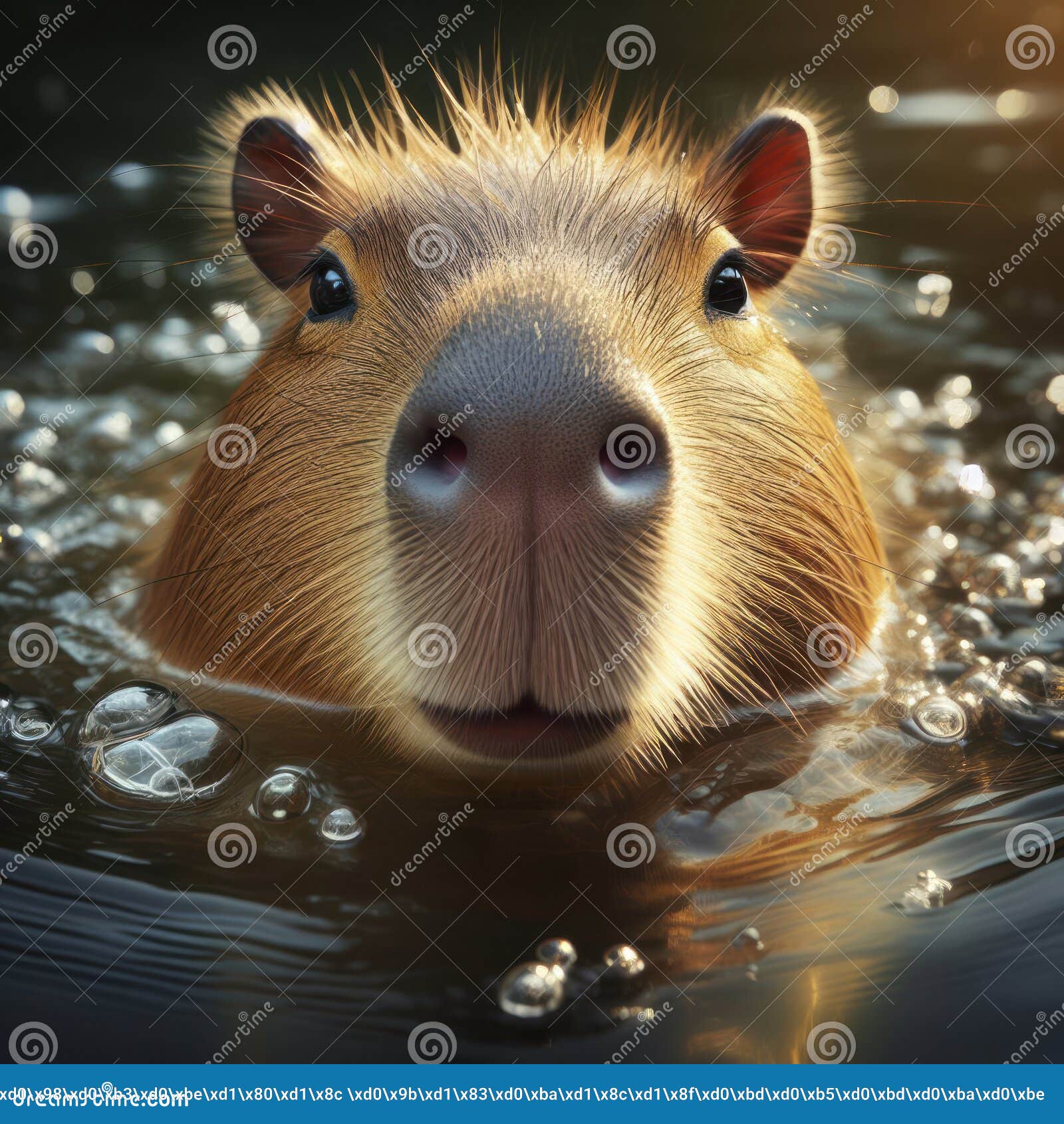 A Capibara Swimming Close Up Face. Ai Generative Stock Photo - Image of ...