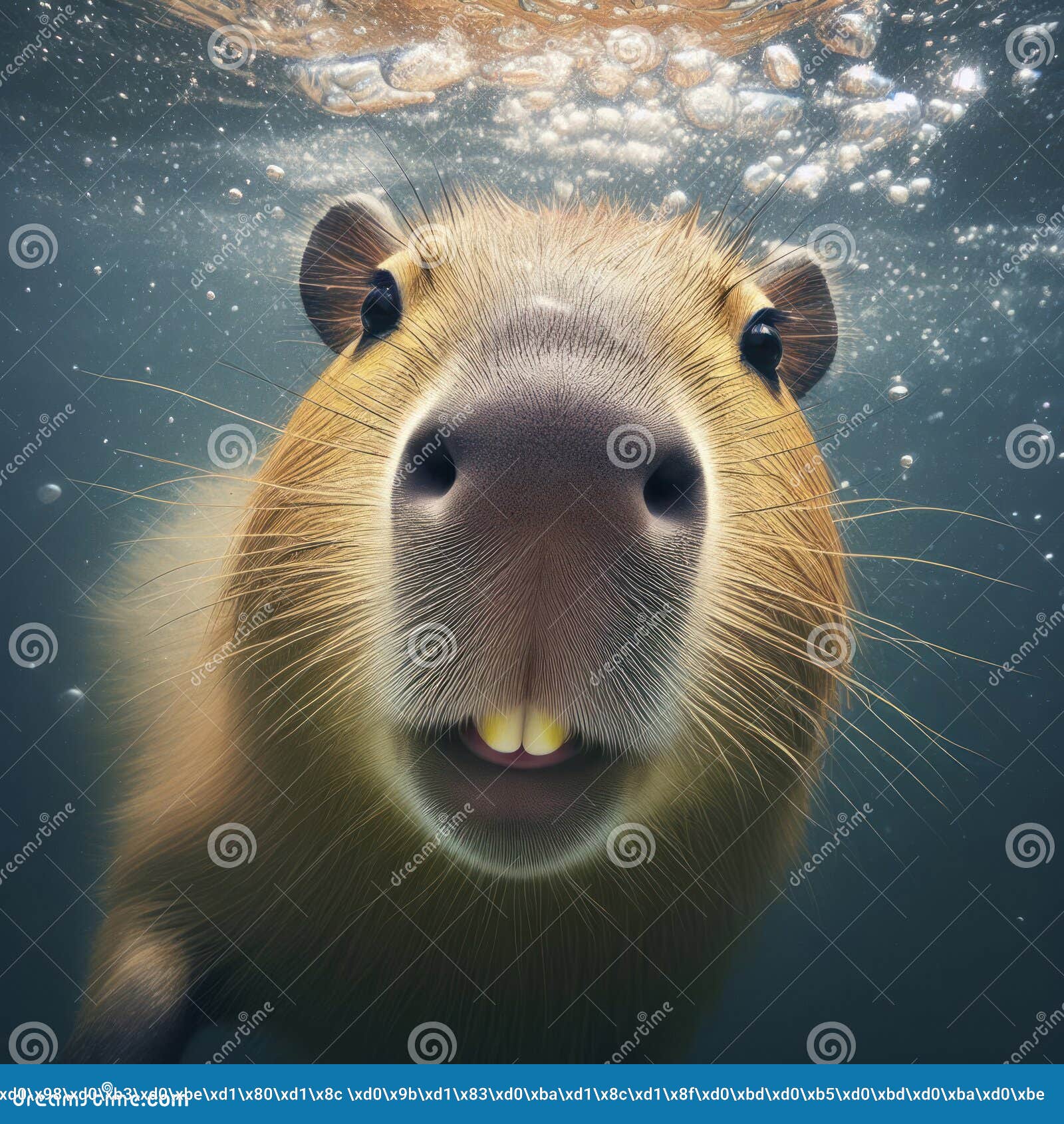 A Capibara Swimming Close Up Face. Ai Generative Stock Image - Image of ...