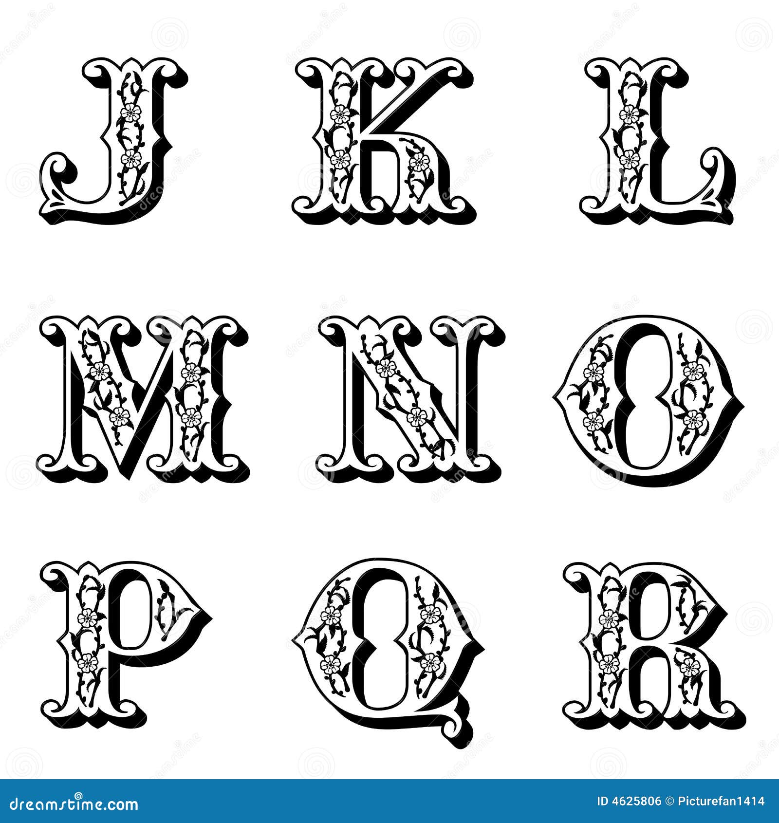 Capital Flower Letters 2 stock illustration. Illustration of white ...