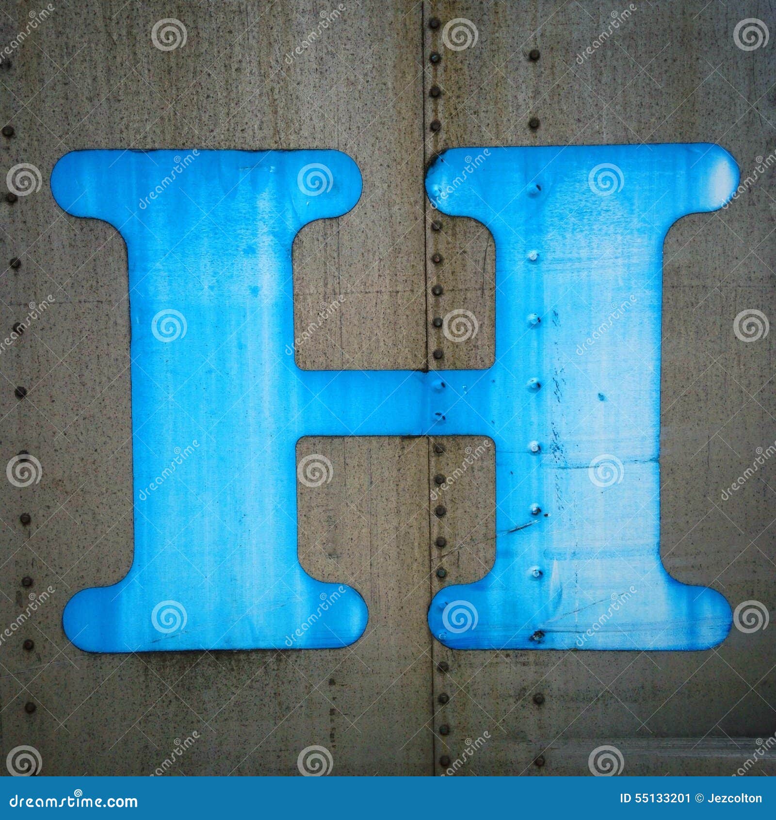 Capital H stock image. Image of capital, aluminum, painted - 55133201
