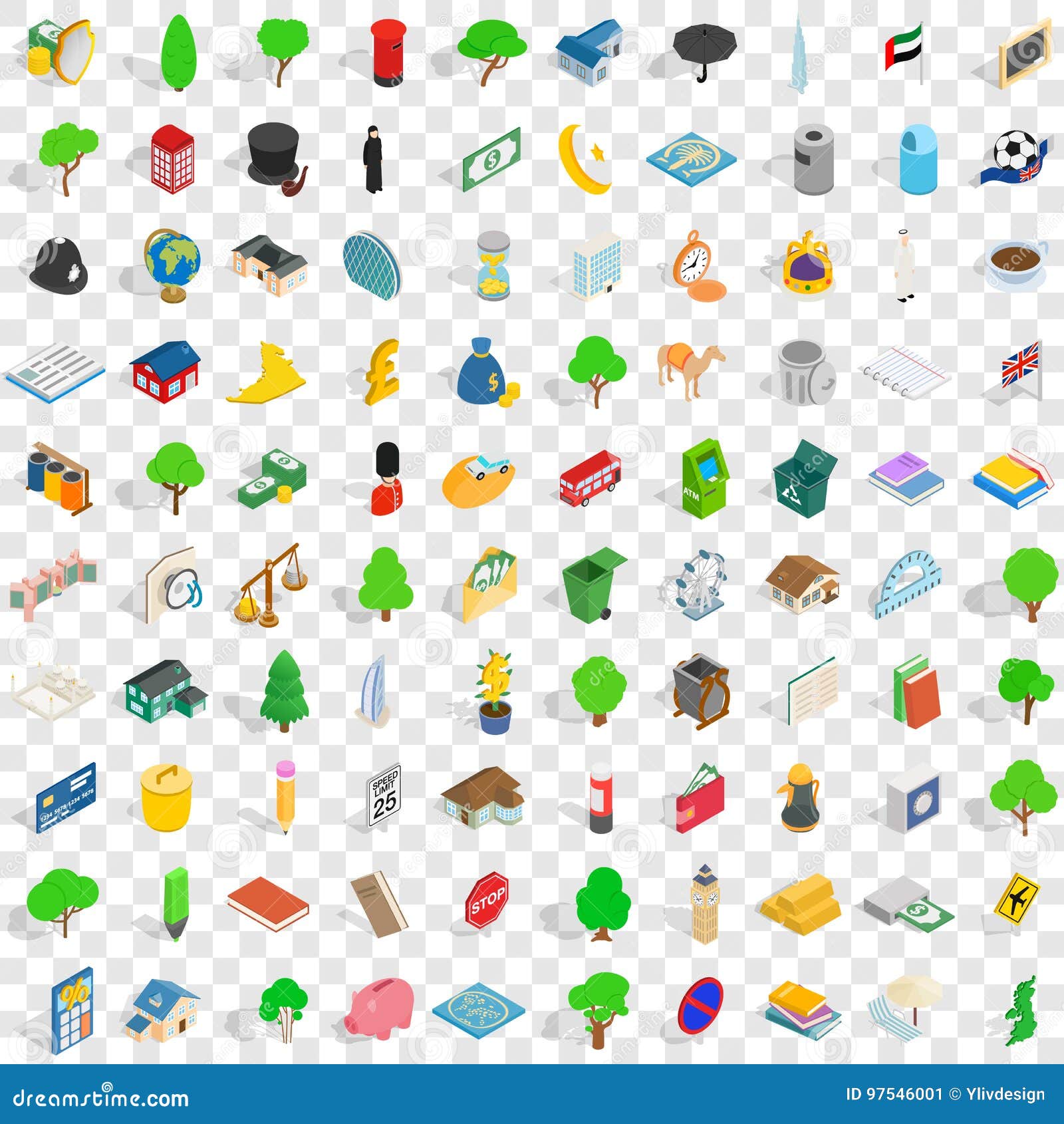 100 Capital Icons Set, Isometric 3d Style Stock Vector - Illustration ...