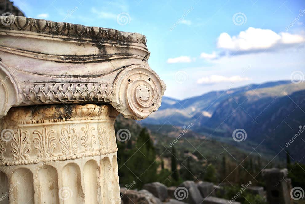 Capital in Ionic Order in Delphi Stock Photo - Image of delphi, order ...