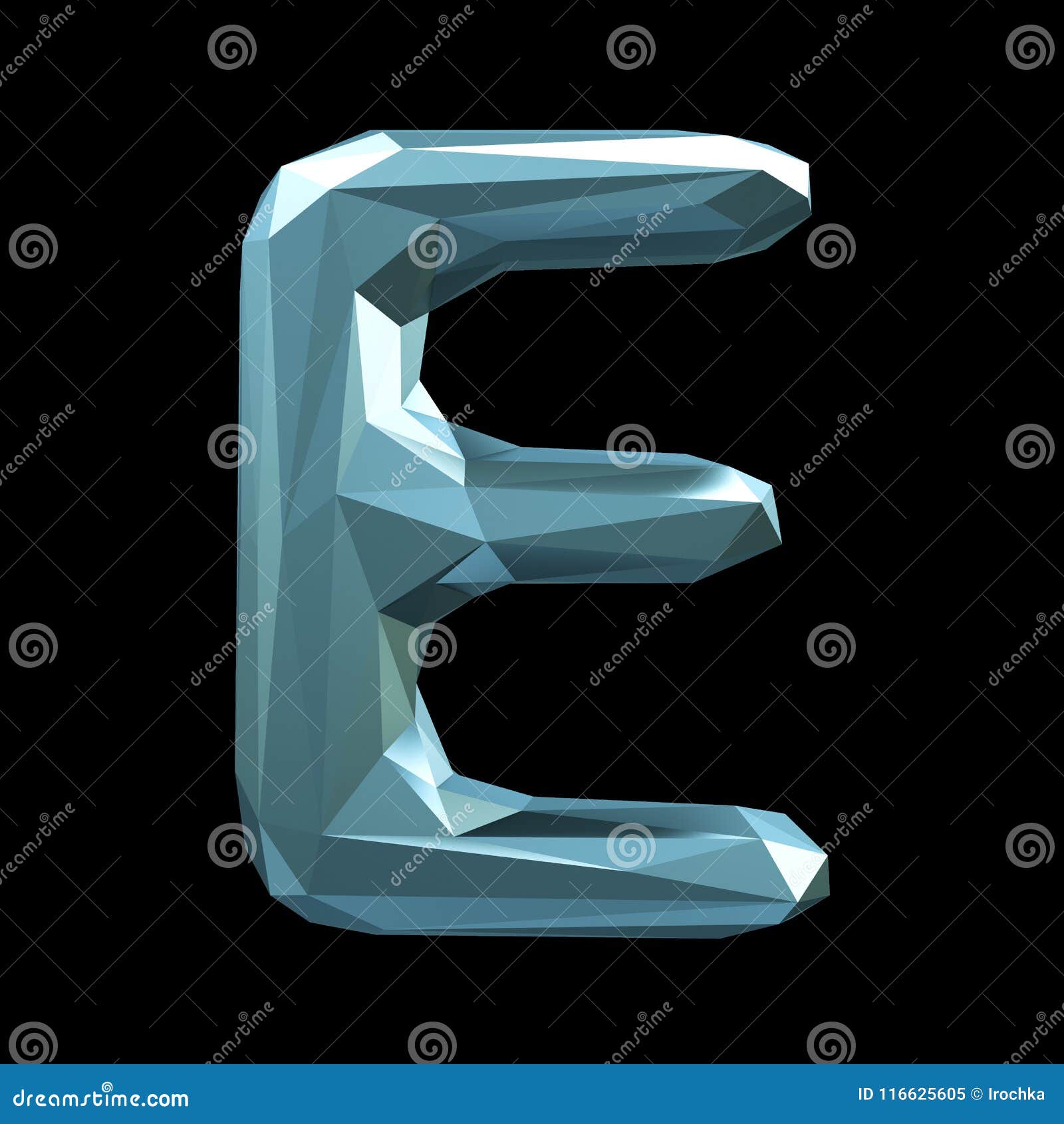 Capital Latin Letter E in Low Poly Style Isolated on Black Background ...