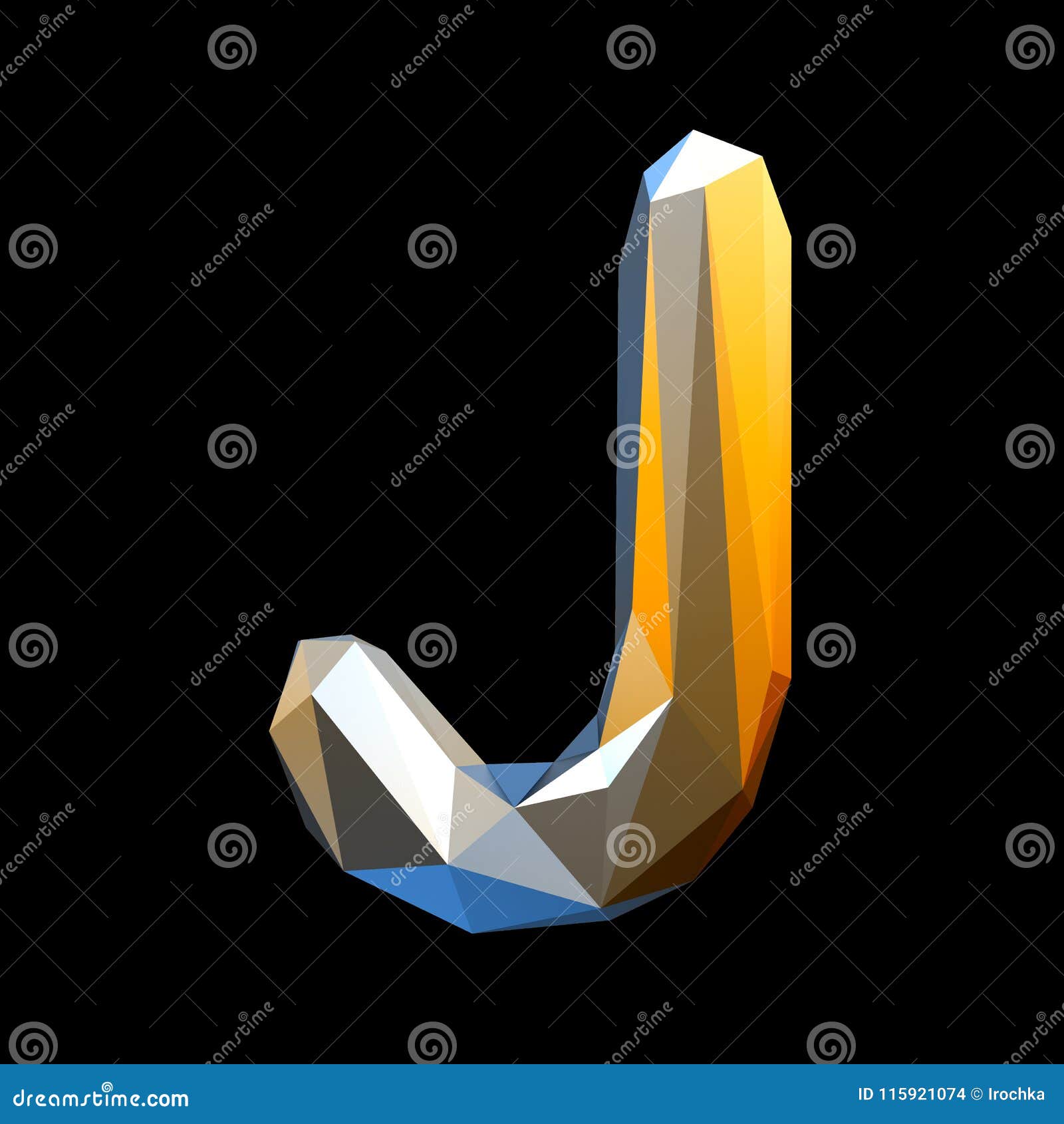 Capital Latin Letter J in Low Poly Style Isolated on Black Background ...