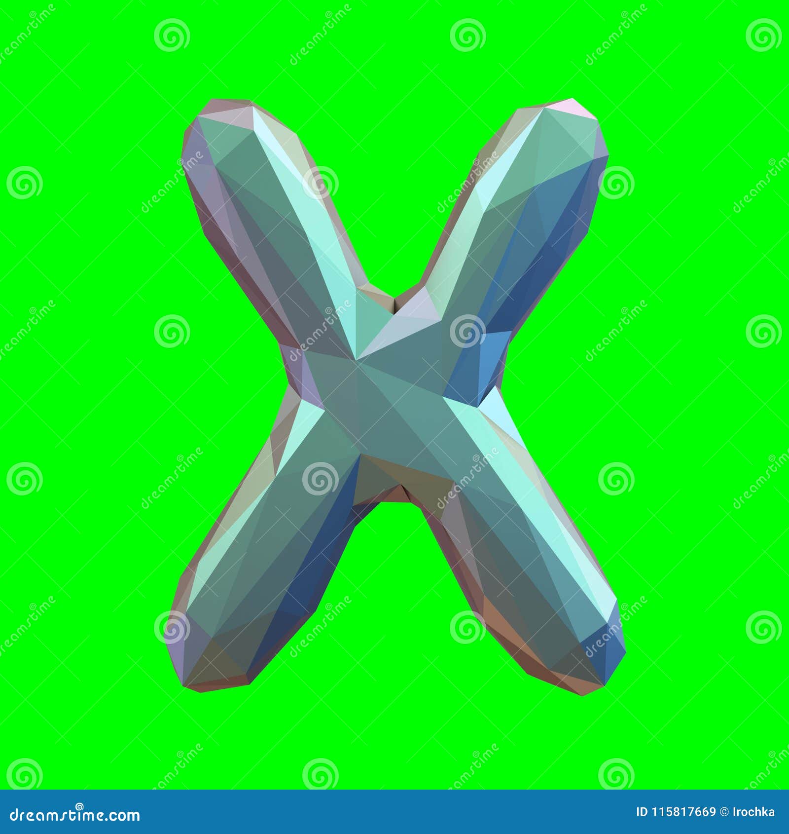 Capital Latin Letter X in Low Poly Style Isolated on Green Background ...