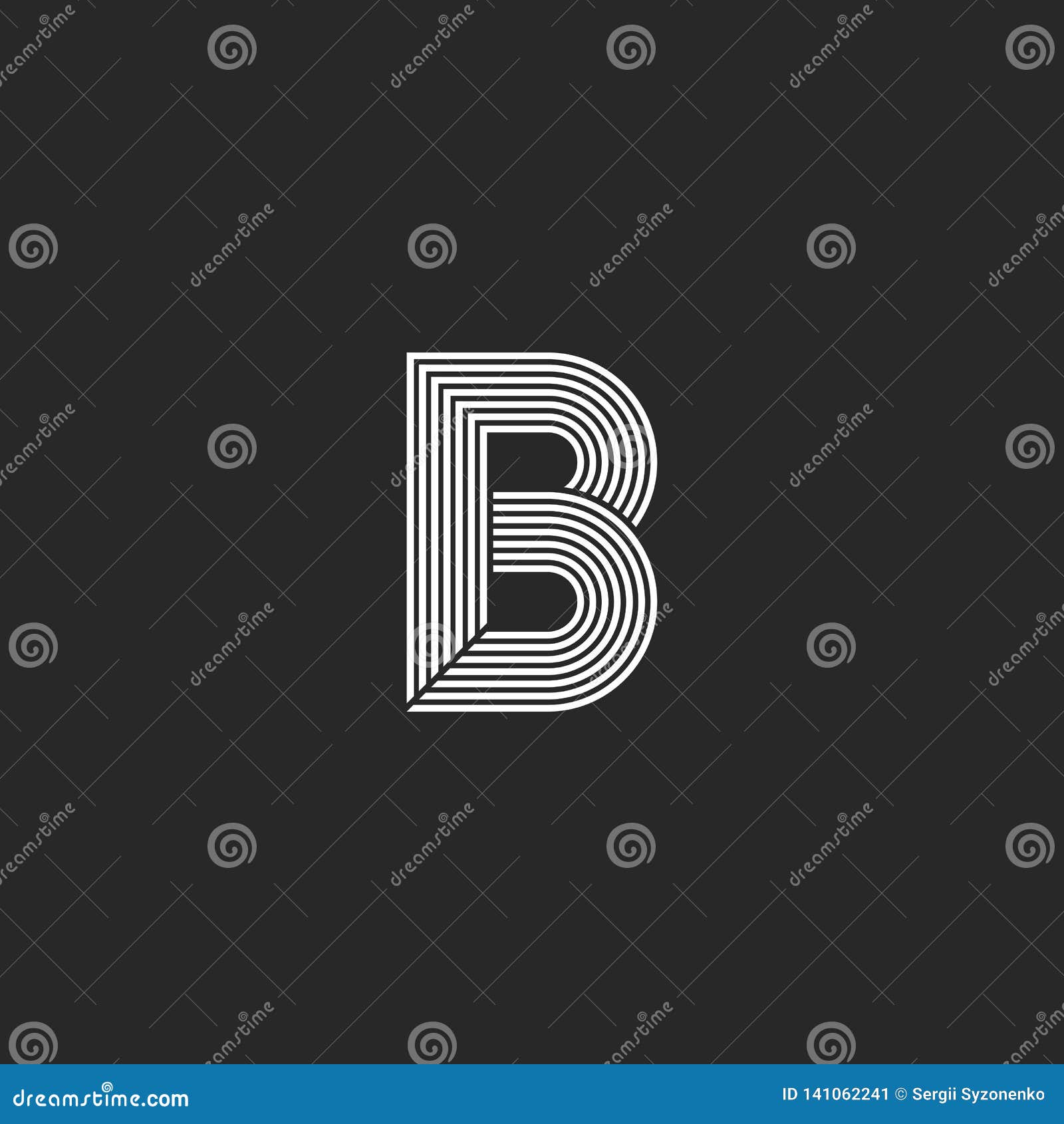Capital Letter B Logo Monogram Mockup. Creative Shape White and Black ...