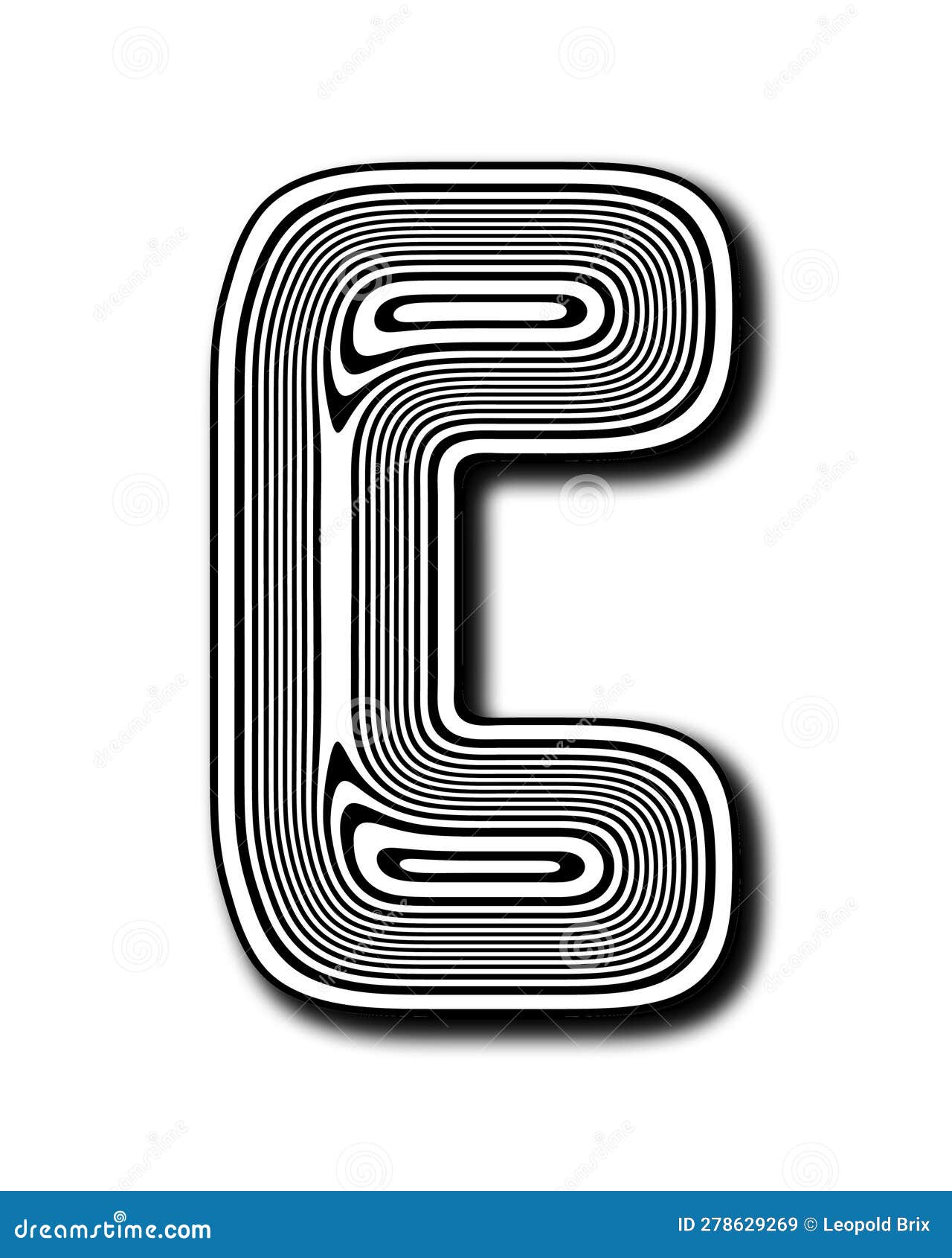 Capital Letter C Design Lines Stock Illustration - Illustration of ...